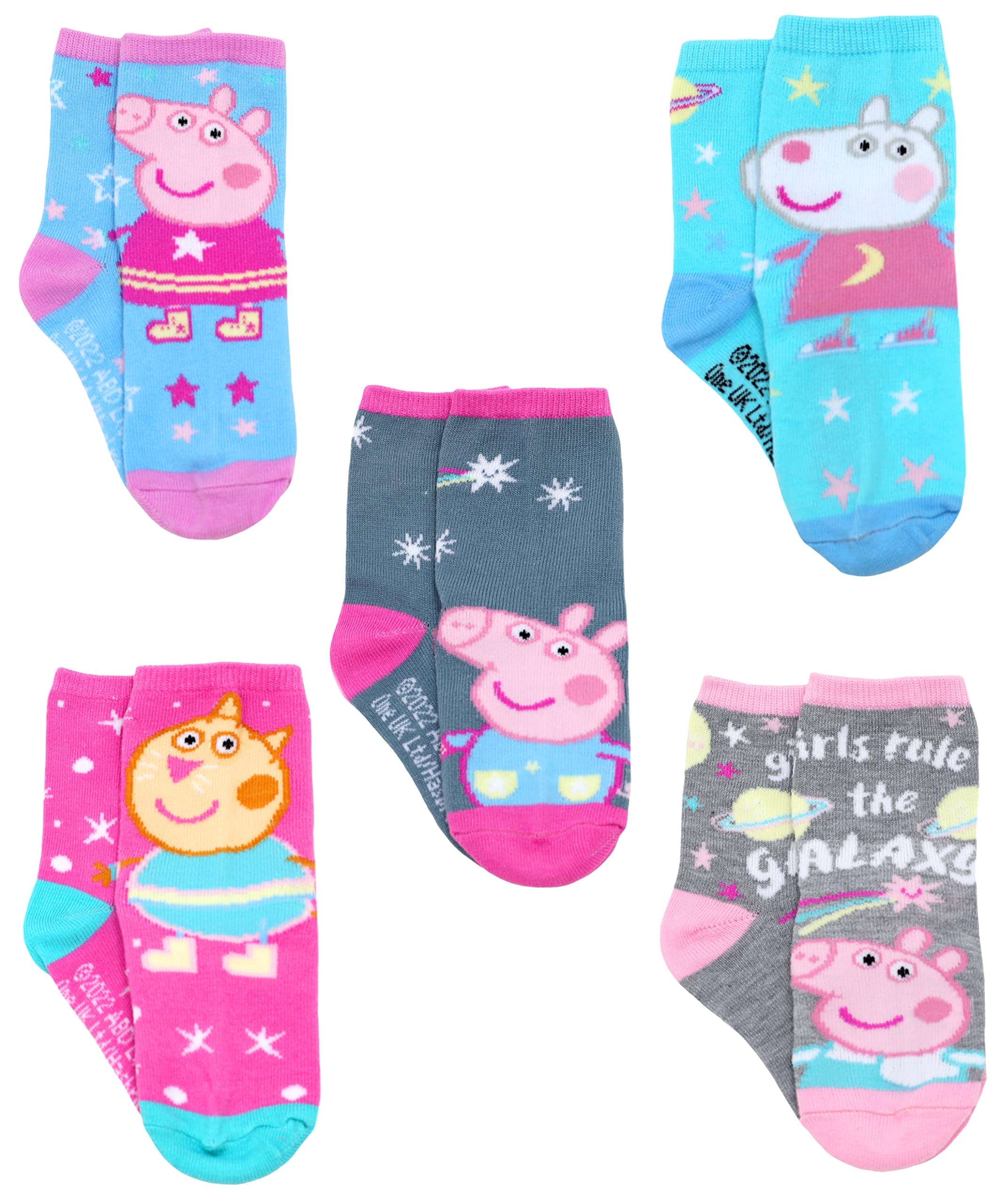 Amazon.com: Peppa Pig Girls Toddler Multi Pack Socks Set, Small, Blue ...