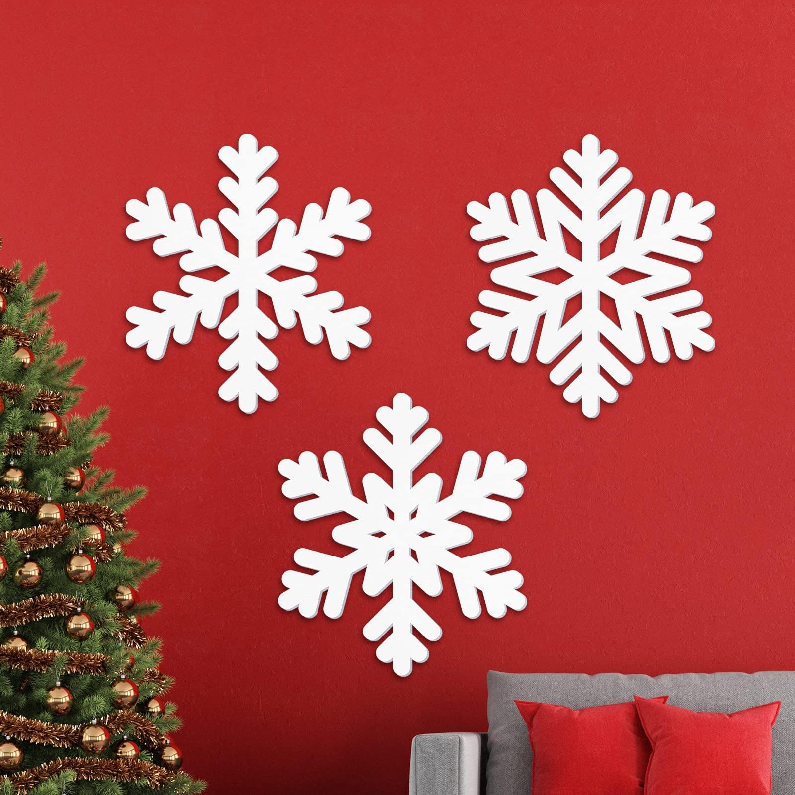 Amazon.com: Hicarer 4 Pcs 12" 10" 8" Snowflake Metal Wall Art ...