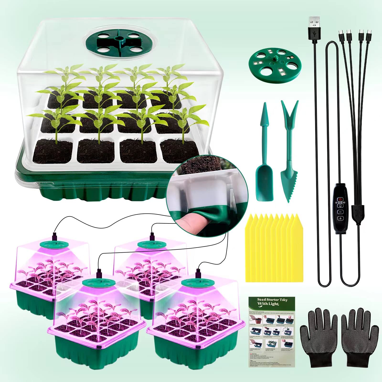 Amazon.com : Techsliker Seed Starting Kit - 4 Packs Seed Starter Tray ...