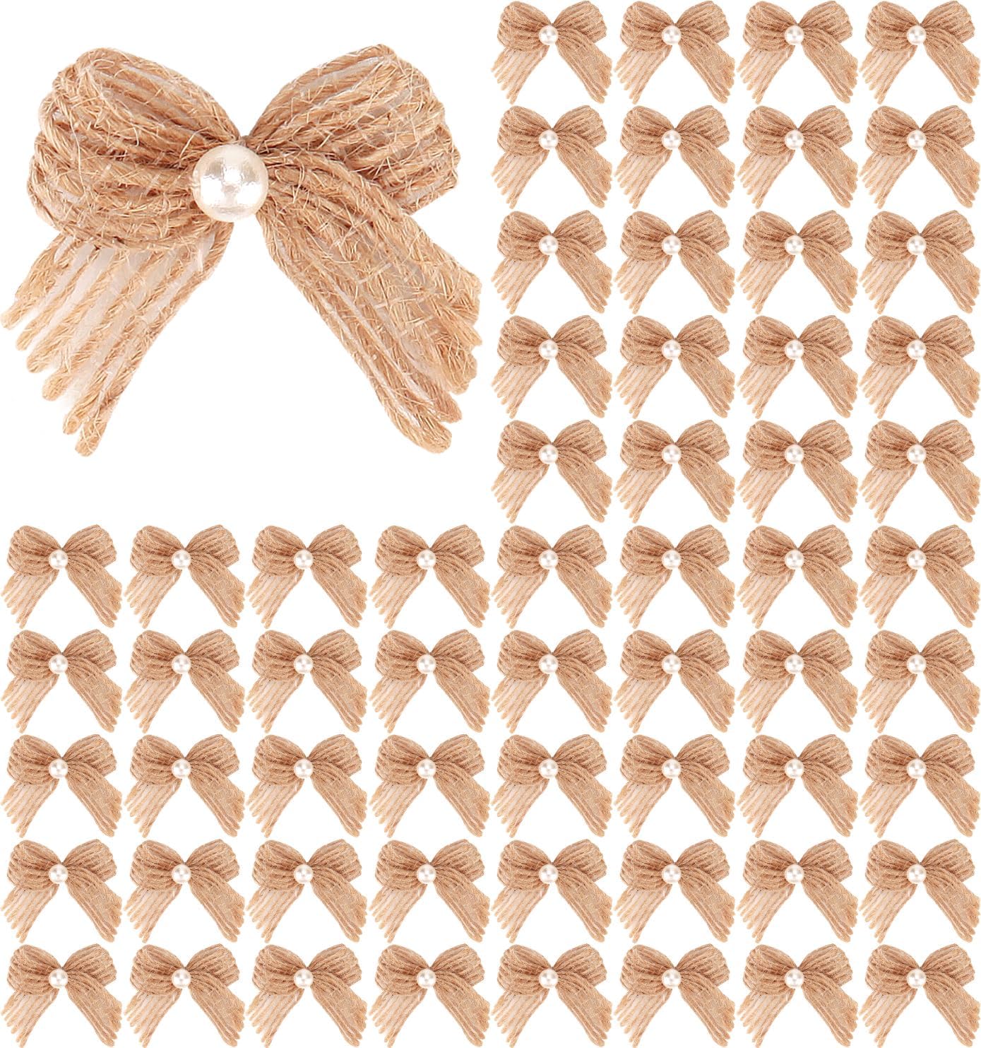 Amazon.com: ONLYKXY 10 Pieces Jute Bow Knot, Burlap Bowknot with White ...
