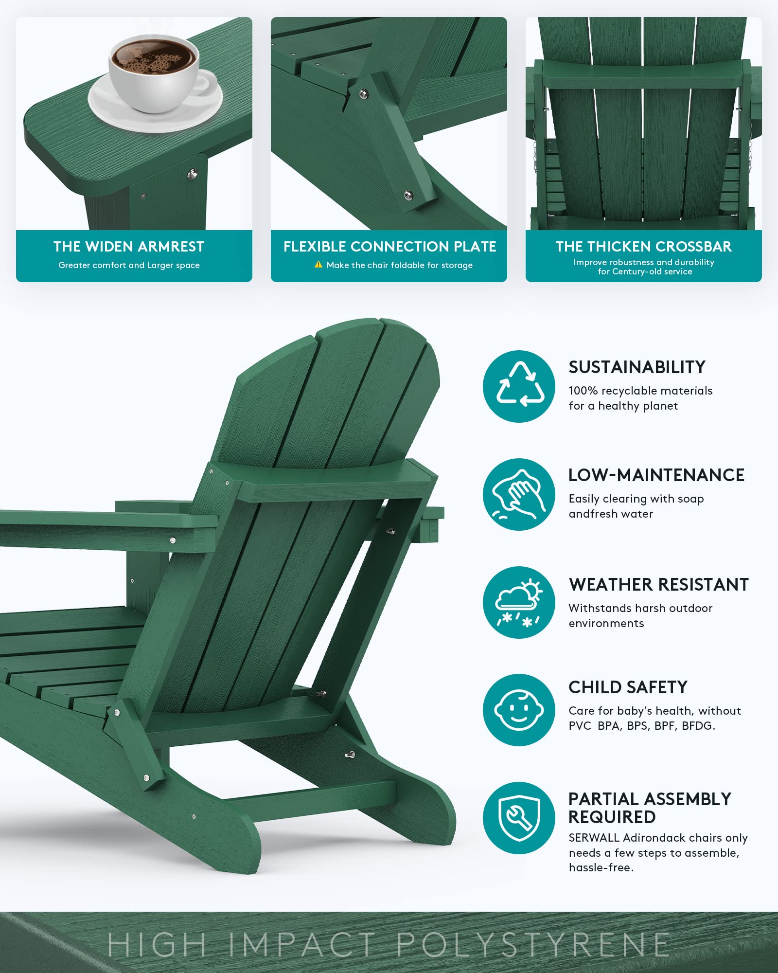 Snapklik.com : SERWALL Folding Adirondack Chair Painted Adirondack ...