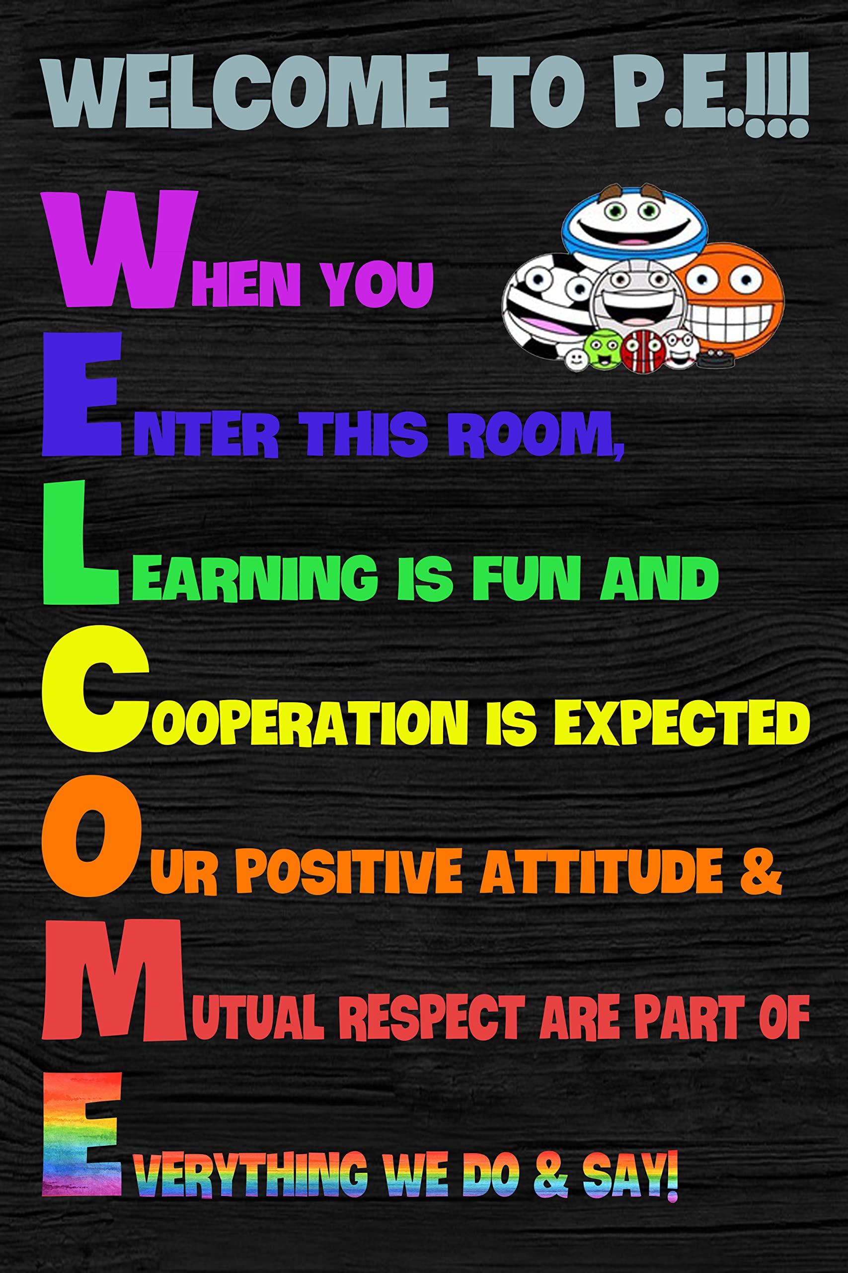 Welcome To P E Classroom Exercise Poster Calm Posters And Kids ...