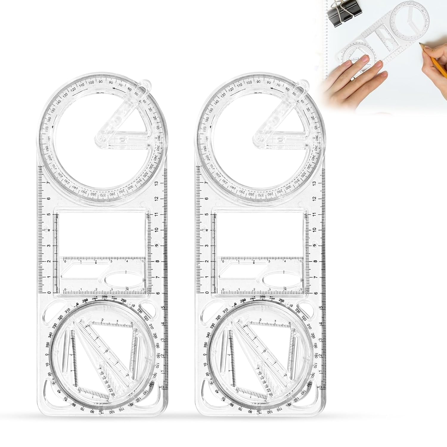 GLUN® Math Rulers, Shapes & Degrees Teaching Draft Ruler, Geometric ...