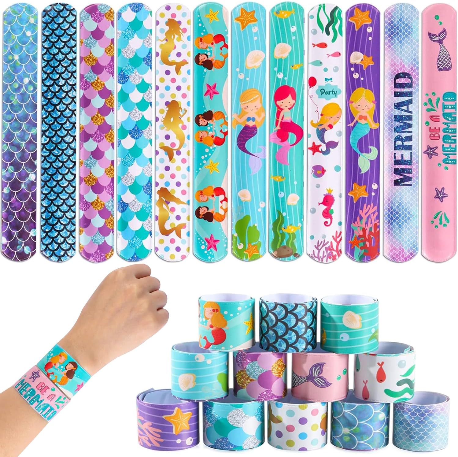 Party Propz Mermaid Return Gifts for Kids - 12 Pcs Mermaid Slap ...