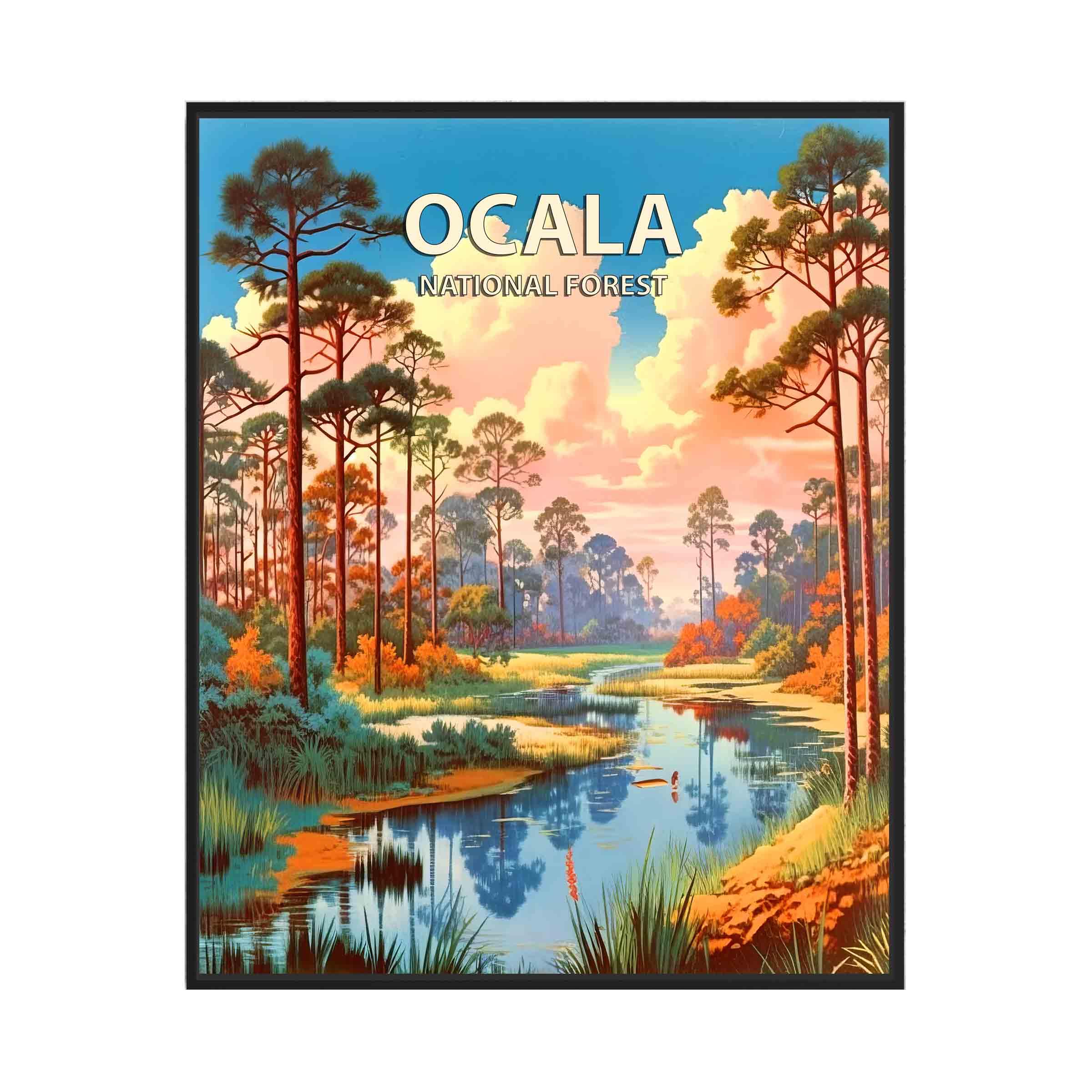 Amazon.com: Ocala National Forest Poster Art Print Retro Mountain Wall ...