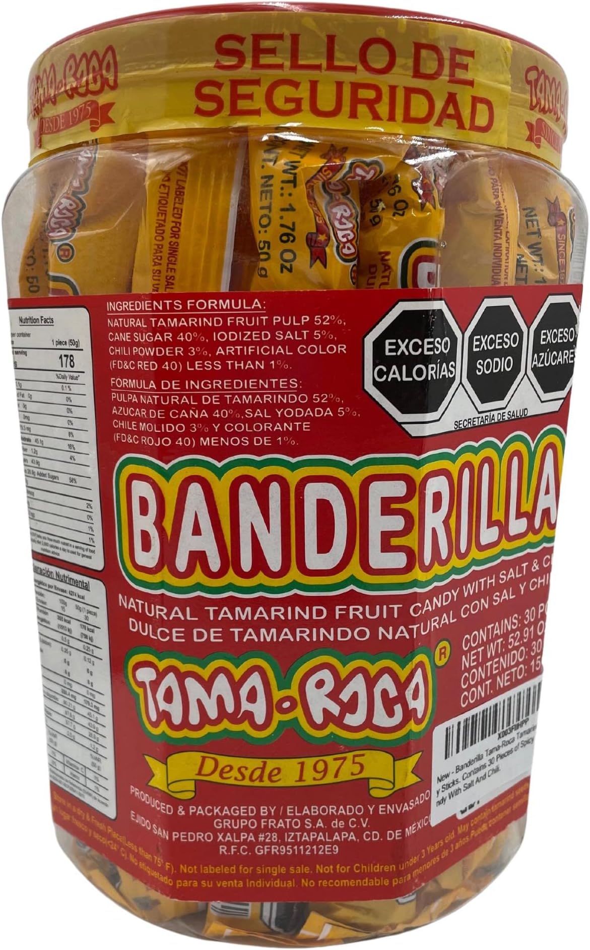 Amazon.com : PiCAo Spicy Tamarind Candy Sticks, 50 count, 1kg., Popti ...