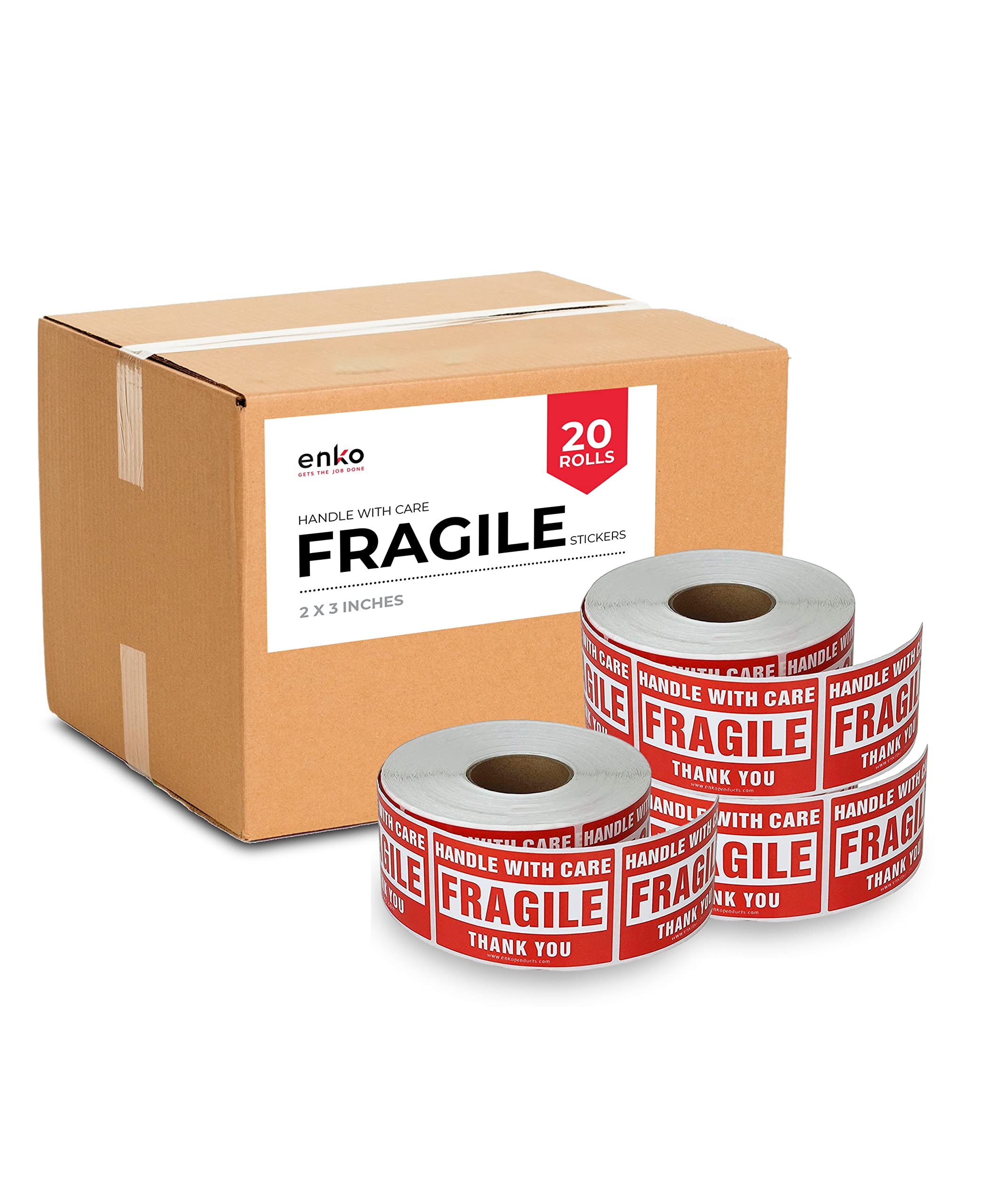 Amazon.com : enKo - 2 x 3 Inch Fragile Stickers Handle with Care ...
