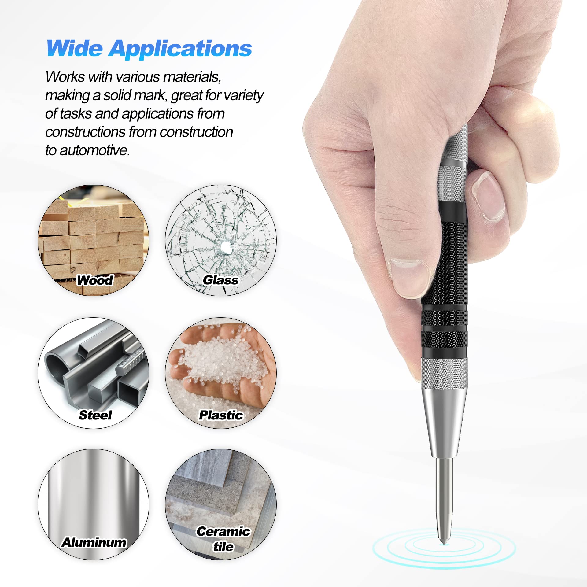 Snapklik.com : Glieskir 2 Pack Super Strong Automatic Center Punch, 6 ...