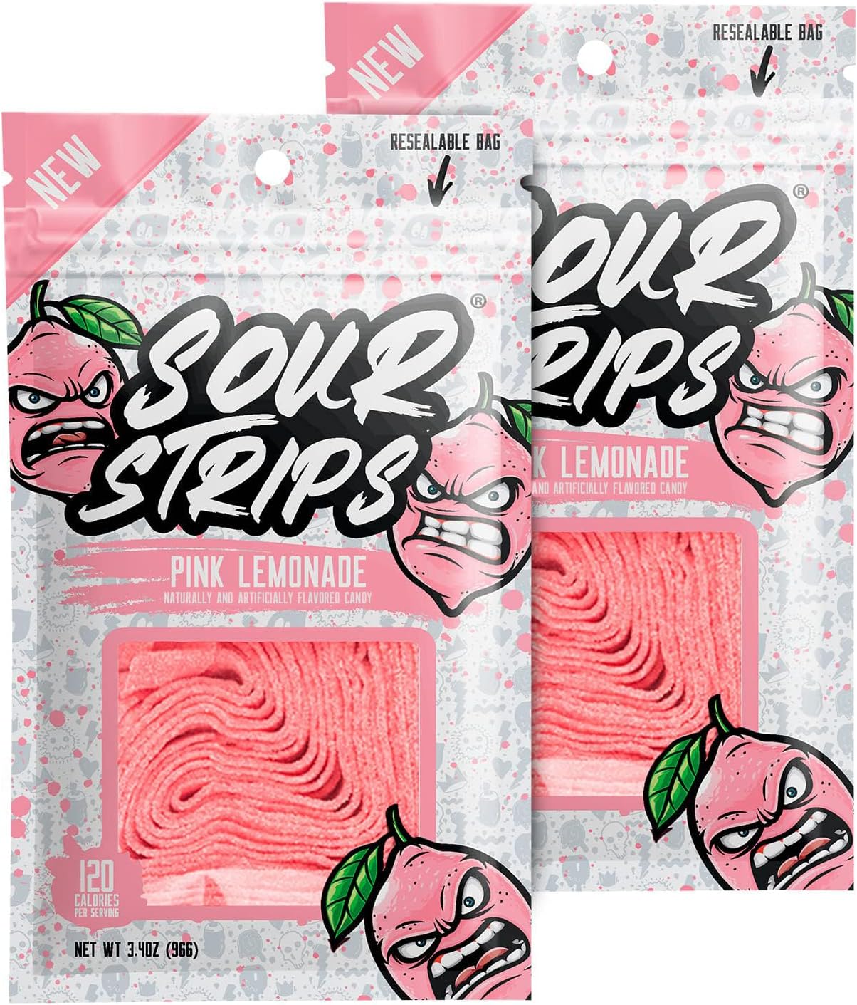 Amazon.com : SOUR STRIPS Pink Lemonade Flavored Candy | Deliciously ...