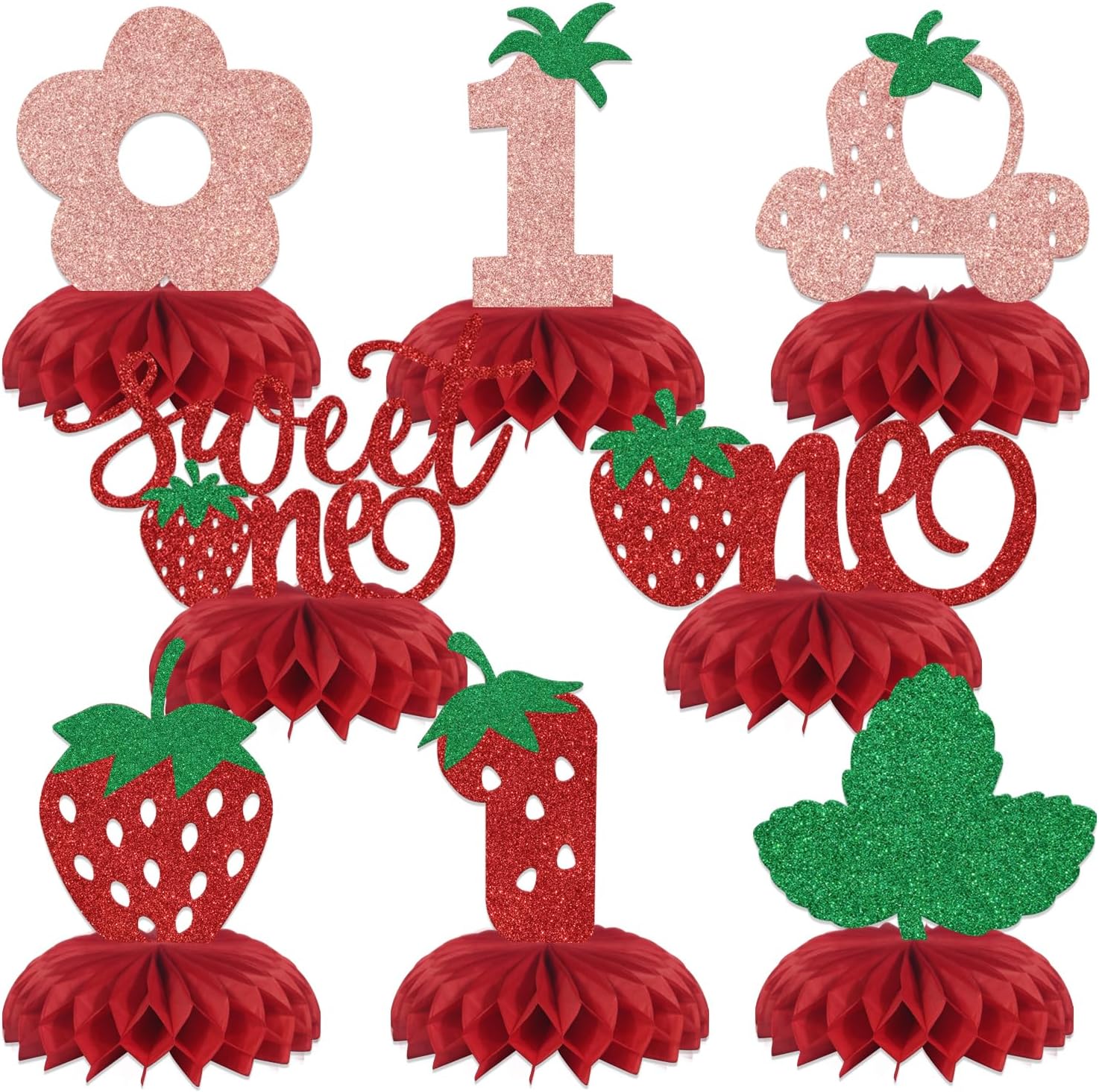 Amazon.com: Berry 1st Honeycomb Strawberry Birthday Centerpiece Berry ...