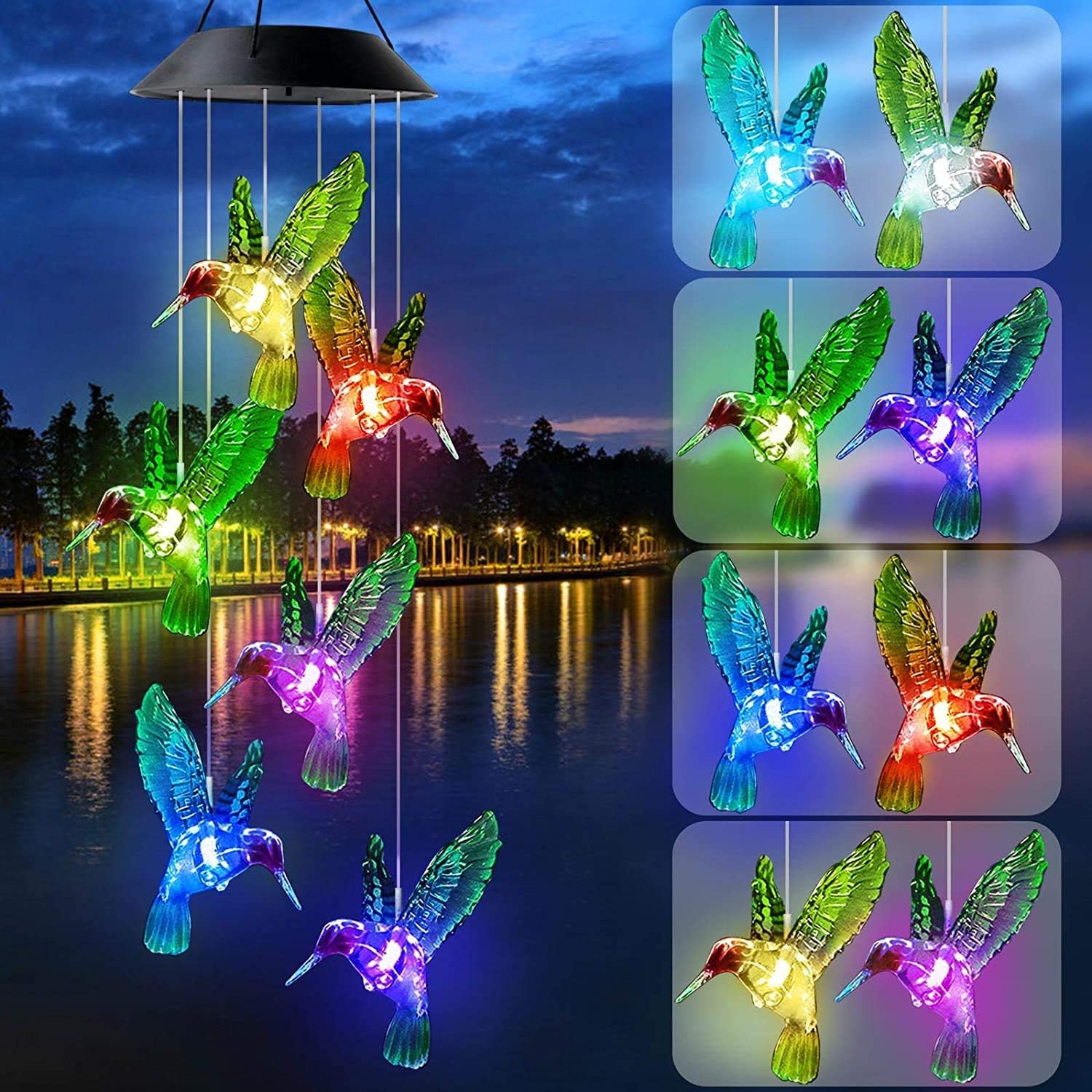 Amazon.com : KUAHAIHINTERAL Solar Wind Chime Outdoor Mobiles Led Solar ...