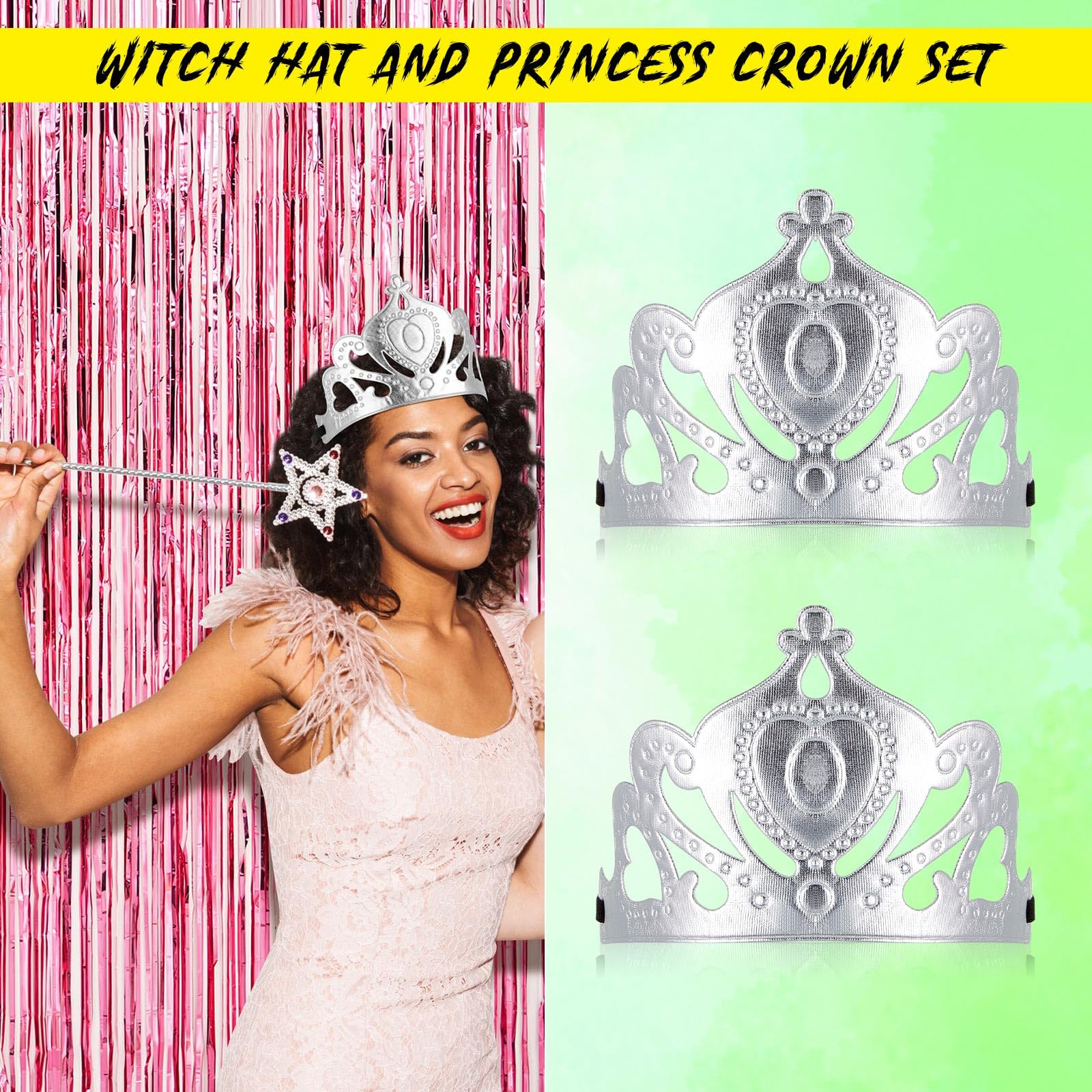 Snapklik.com : Tarpop 12 Pcs Halloween Witch Hat And Princess Crown Set ...