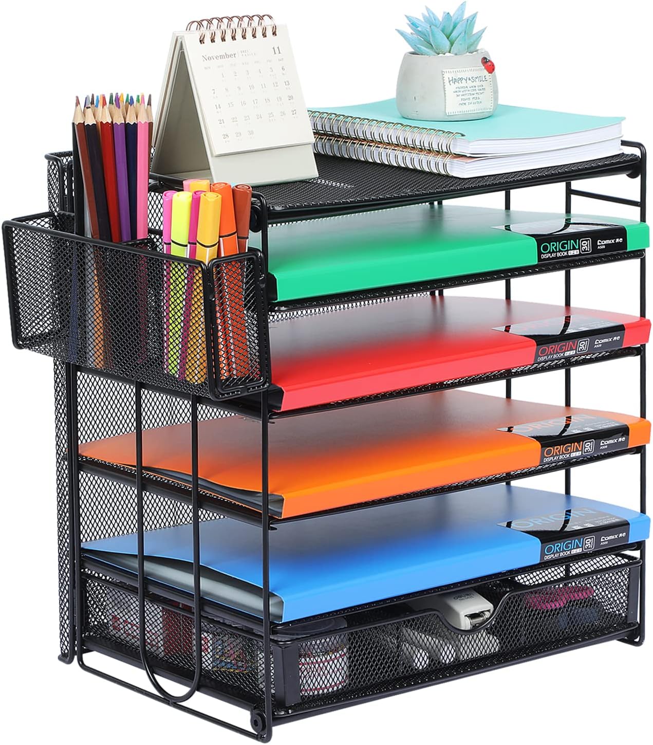 Samstar Desk File Organiser, 5 Tier Paper Organiser Letter Filing Tray ...