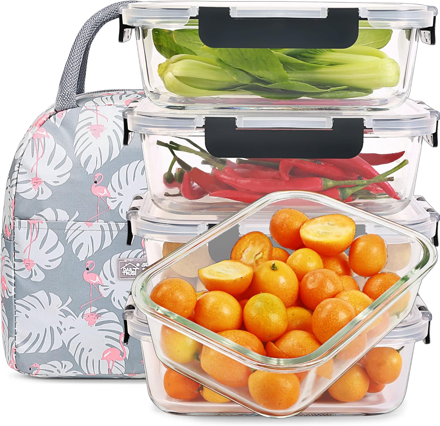 DAS TRUST Paquete de 5 recipientes de preparación de comidas de 36 ...