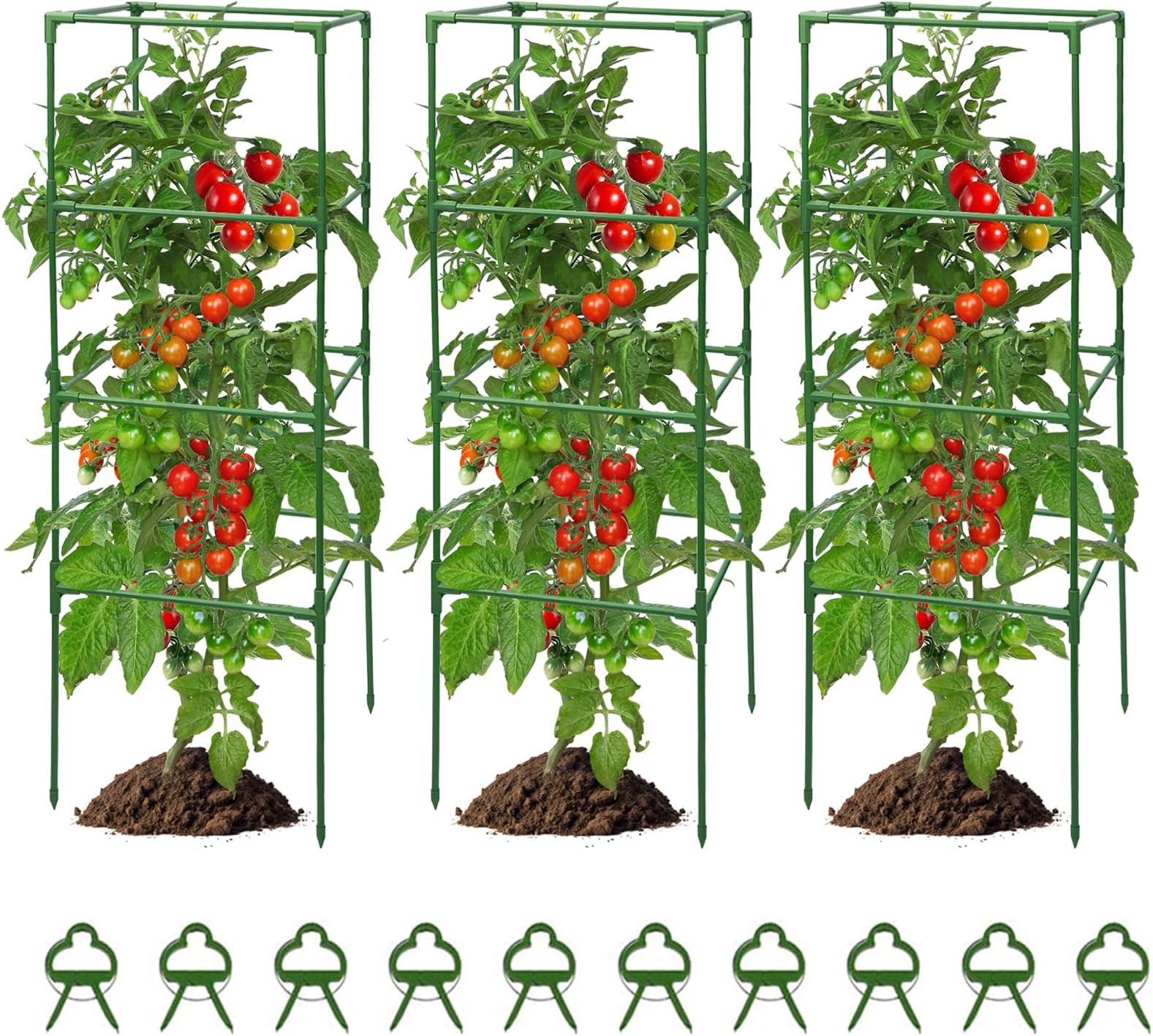 Amazon.com: VEVOR Tomato Cages, 11.8" x 11.8" x 46.1", 5 Packs Square ...