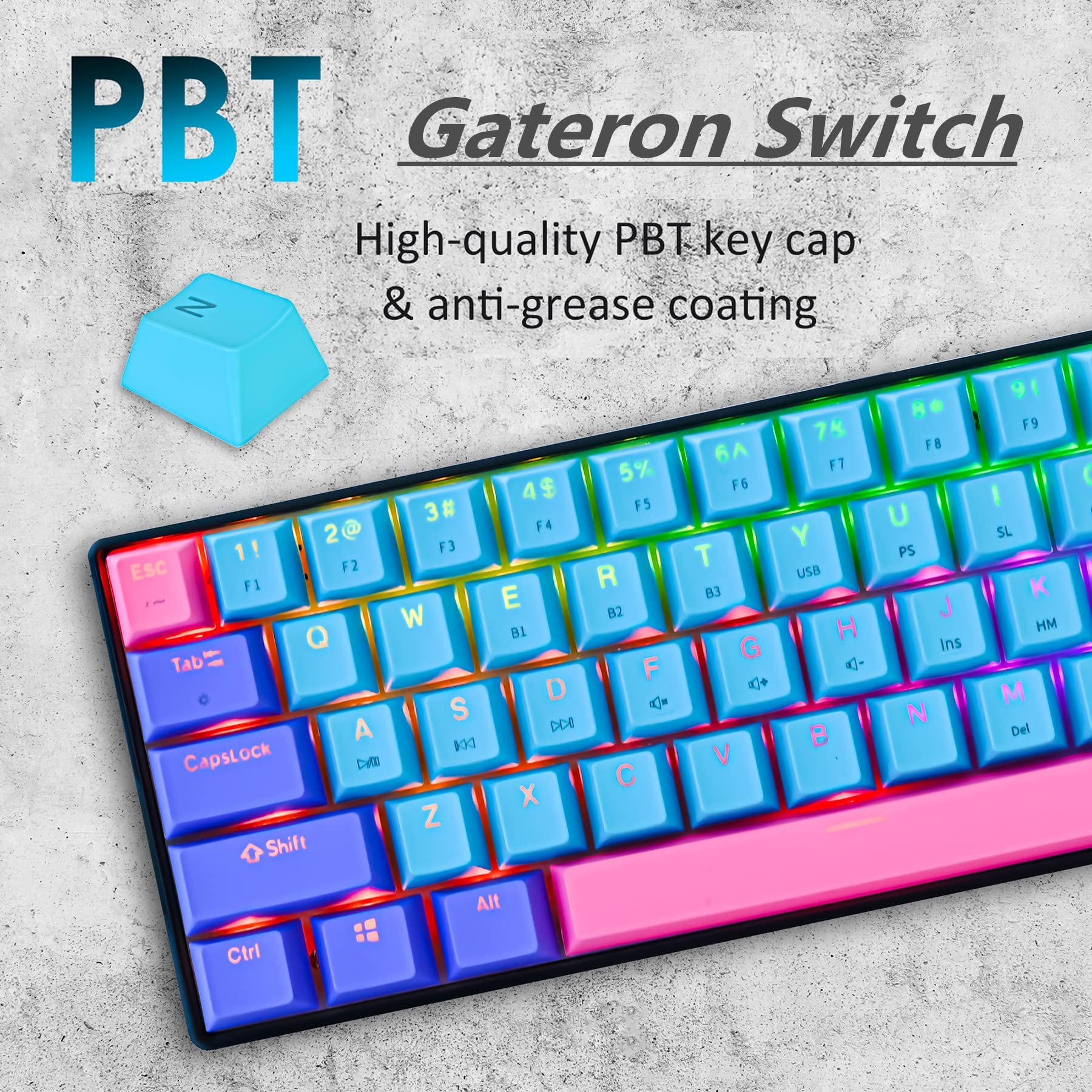 Snapklik.com : Surmen 60% Wireless Gaming Keyboard 60 Percent RGB ...