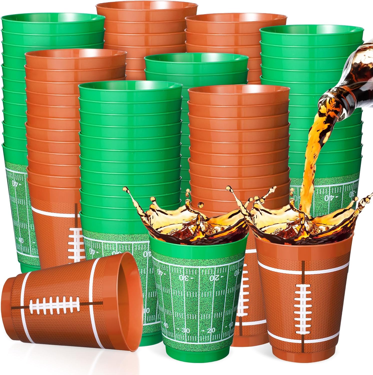 Amazon.com: Nuenen 50 Counts 16 oz Football Plastic Cups Football Party ...