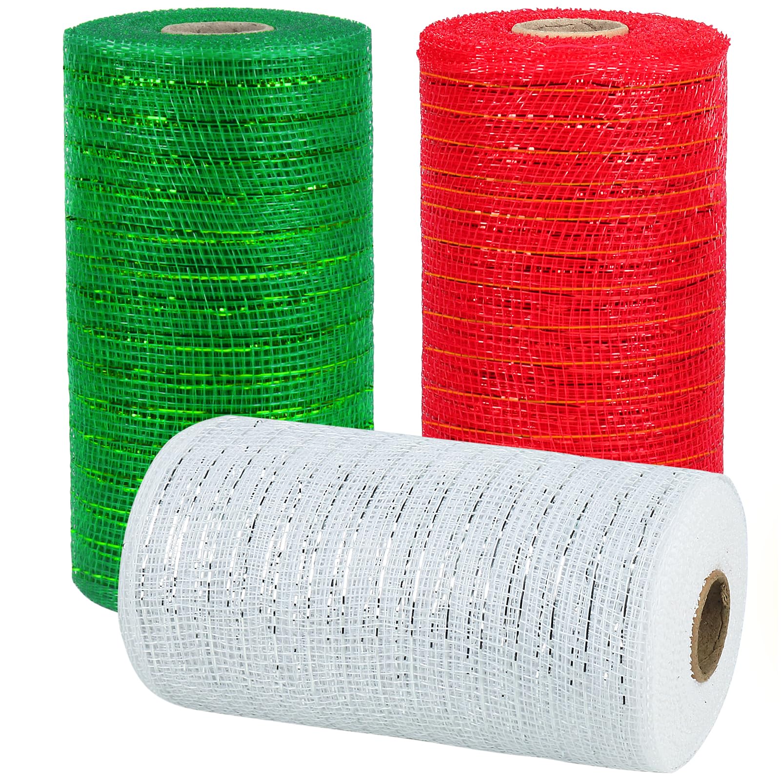 Amazon.com: 3 Rolls Mesh Ribbon for Wreaths, 6 Inch x 30 Feet Each Roll ...