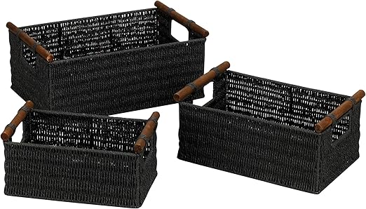Amazon.com - Household Essentials Decorative Woven Baskets, Set of 3 ...