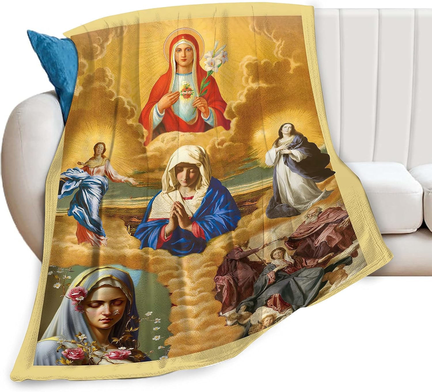 Amazon.com: Virgin Mary Throw Blanket Mother of God Blanket Catholic ...