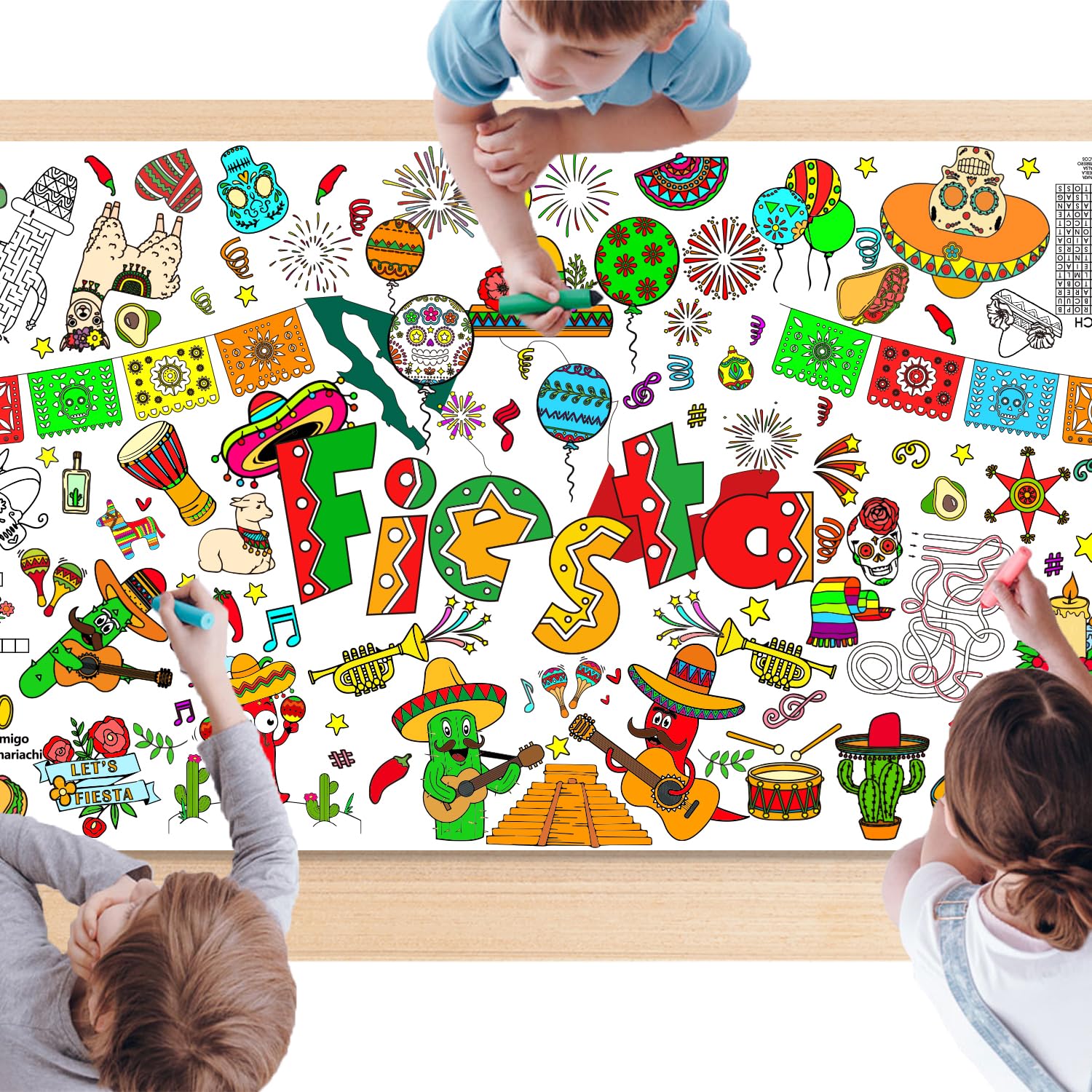 2 Pack Giant Fiesta Coloring Poster Party Decorations for Kids 30 x 72 ...