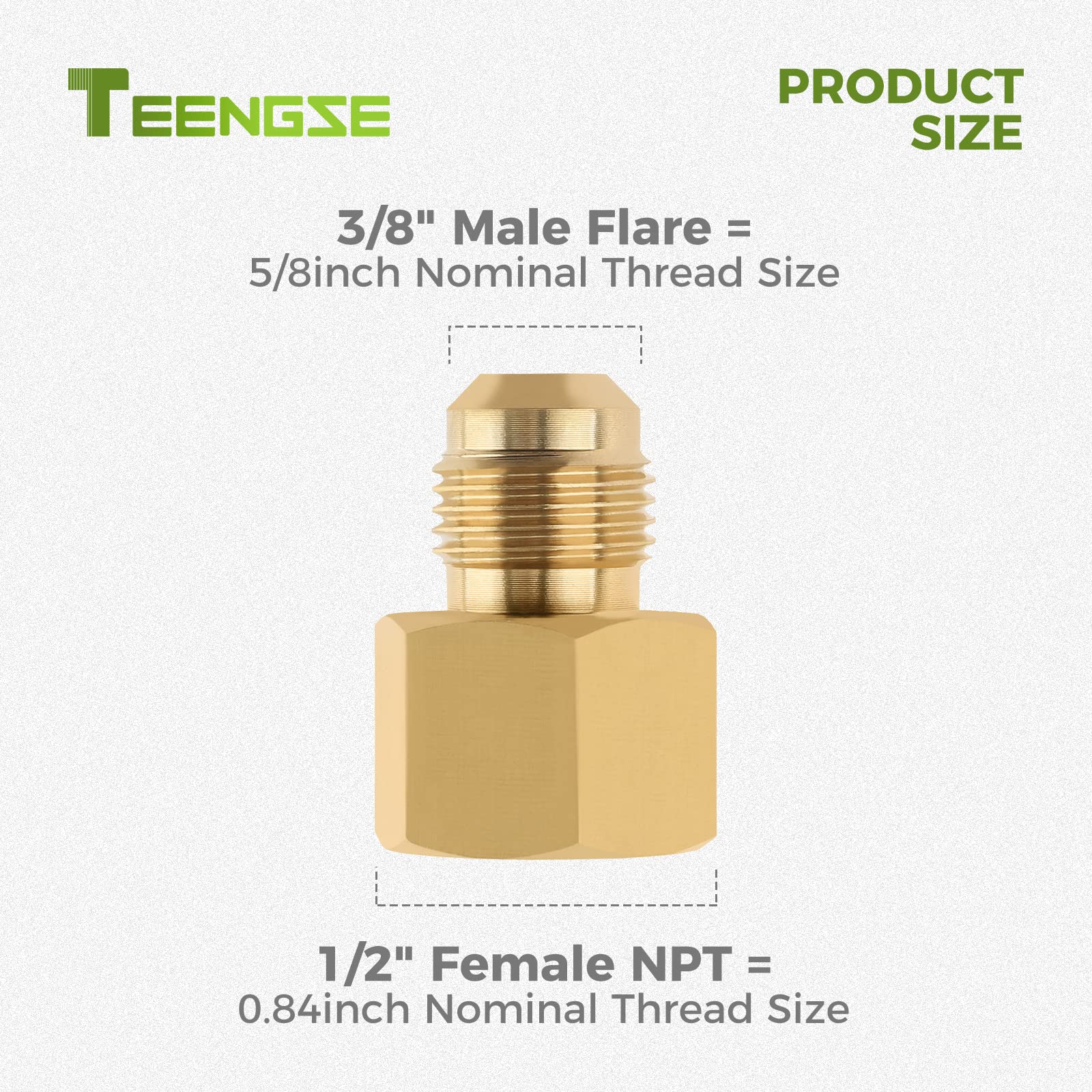 Snapklik.com : Brass Tube Adapter, 3/8inch Male Flare1/2inch Female NPT ...