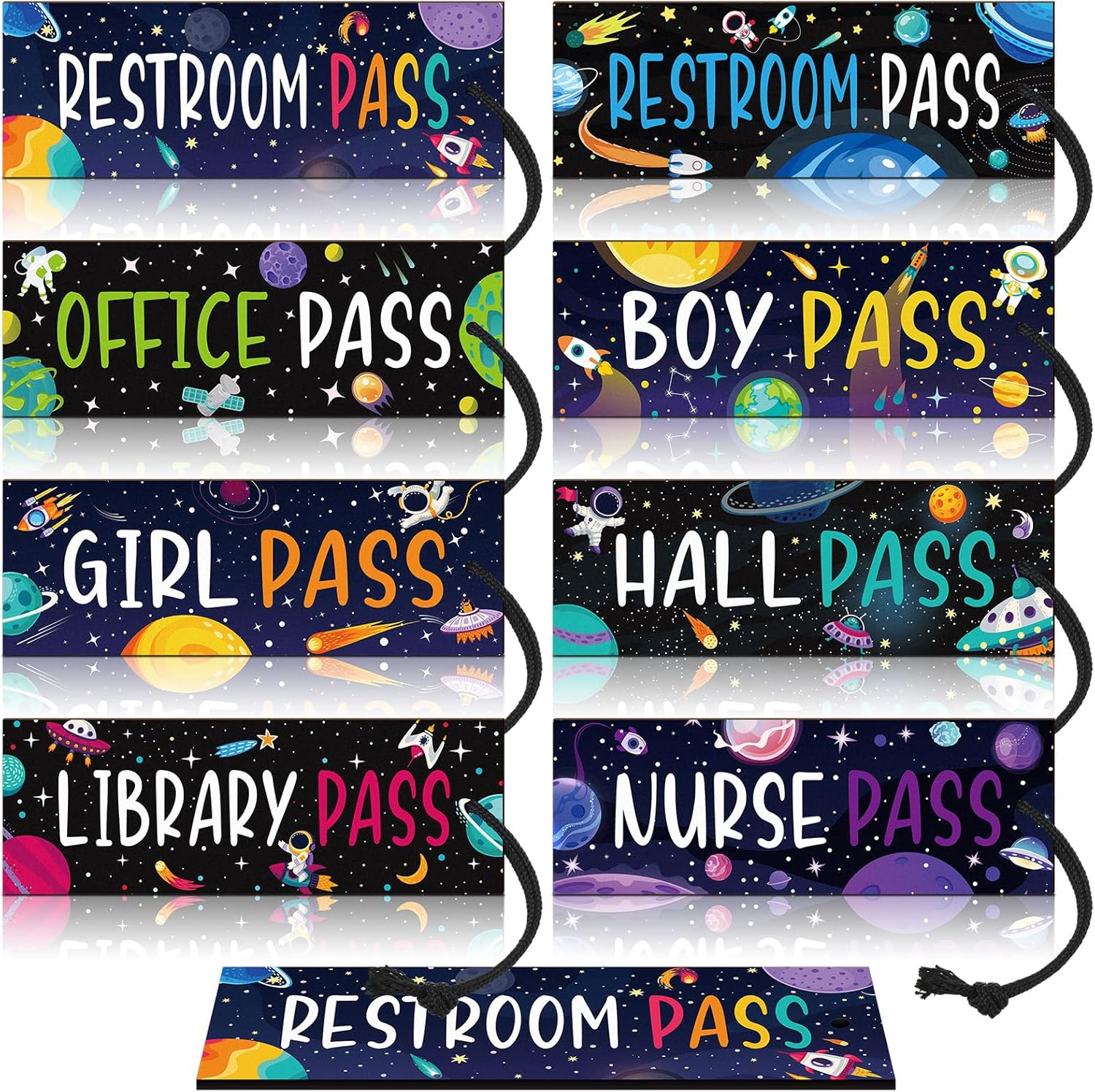 Amazon.com: Tellegloww 8 Pcs Outer Space Magnetic Hall Pass for Kids ...
