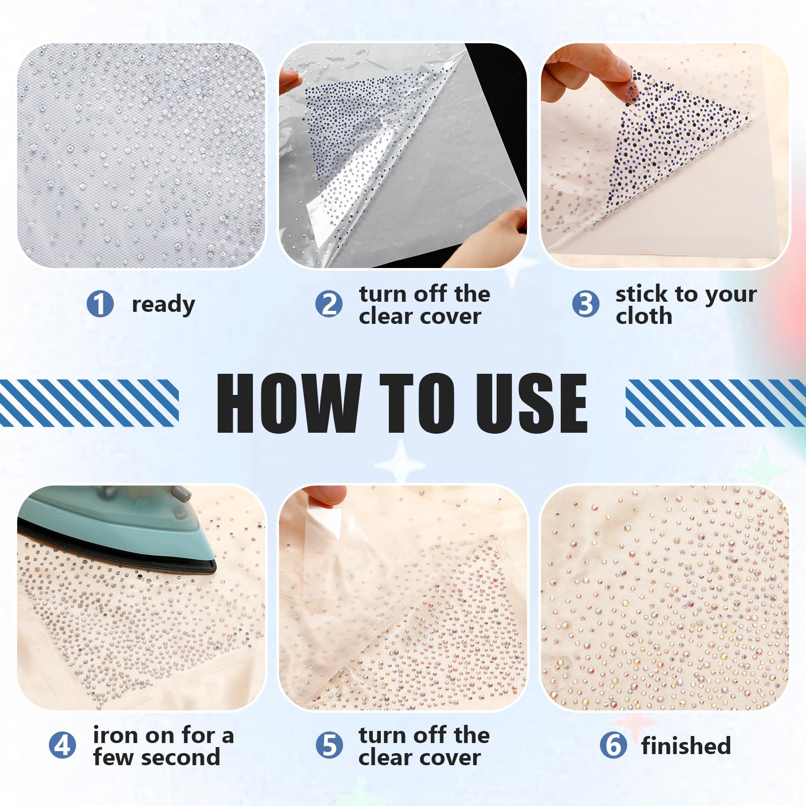 Snapklik.com : Glenmal 12 Pcs Sheet Iron-on Rhinestone Sheets Crystal ...