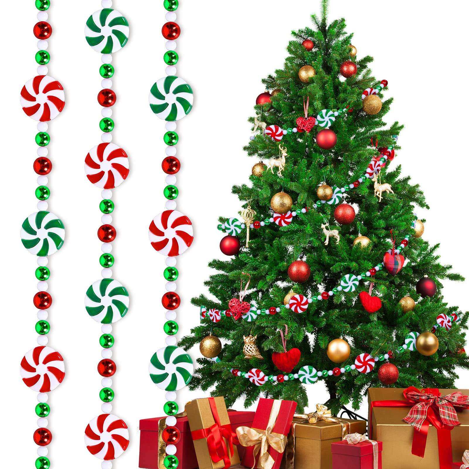 Amazon.com: Whaline 9.8Ft Christmas Tree Candy Garland Fake Acrylic ...