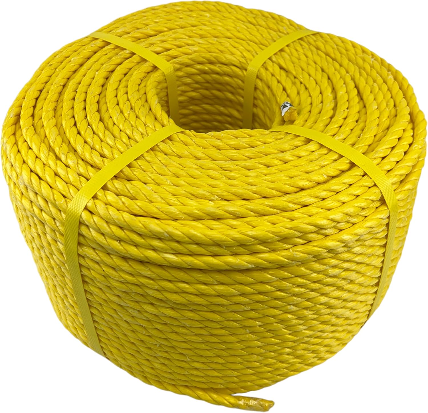 8mm Yellow Polypropylene Rope x 100 Metre Coil, Cheap Nylon Twisted ...