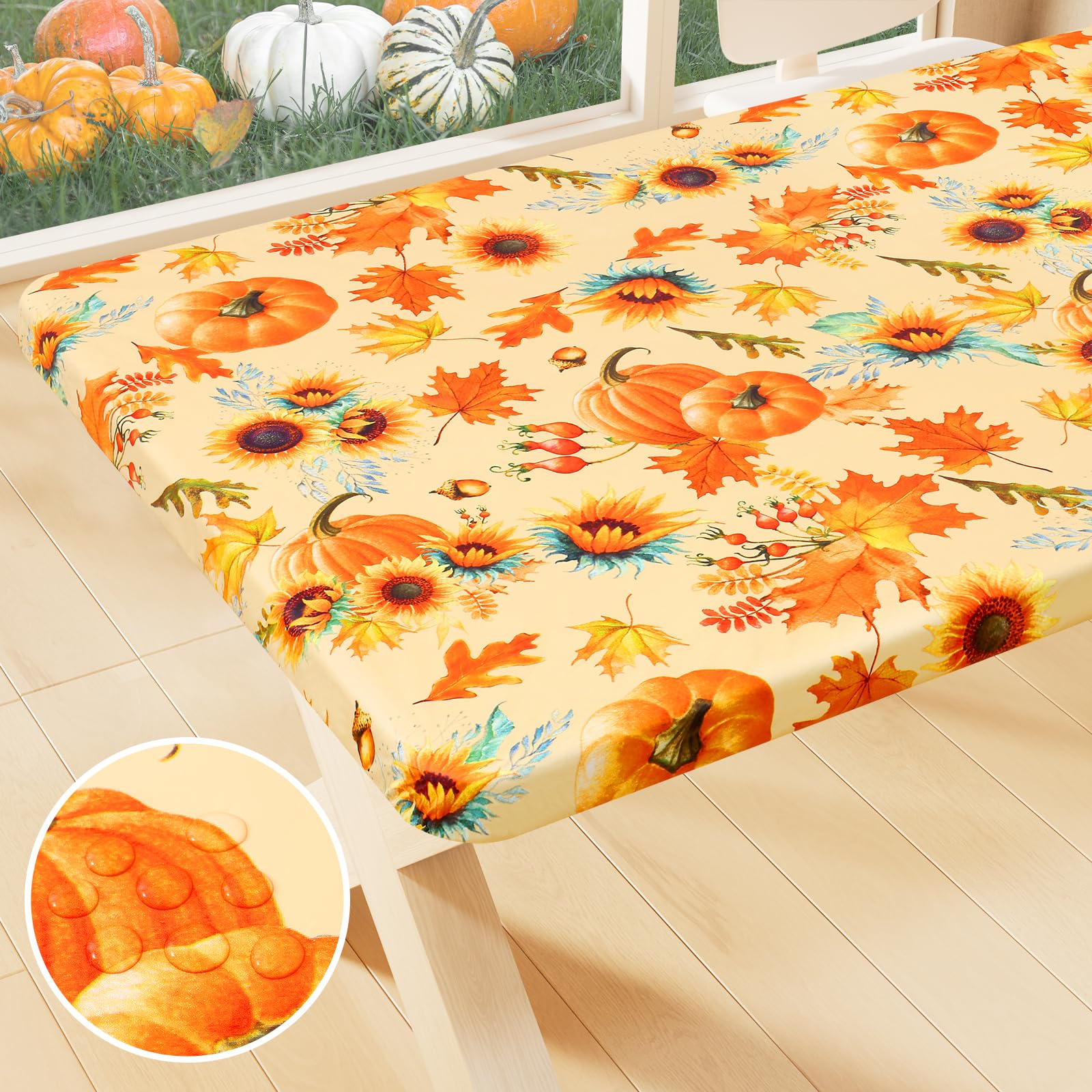 Amazon.com: Smiry Plastic Thanksgiving Tablecloth, Sunflower & Pumpkin ...