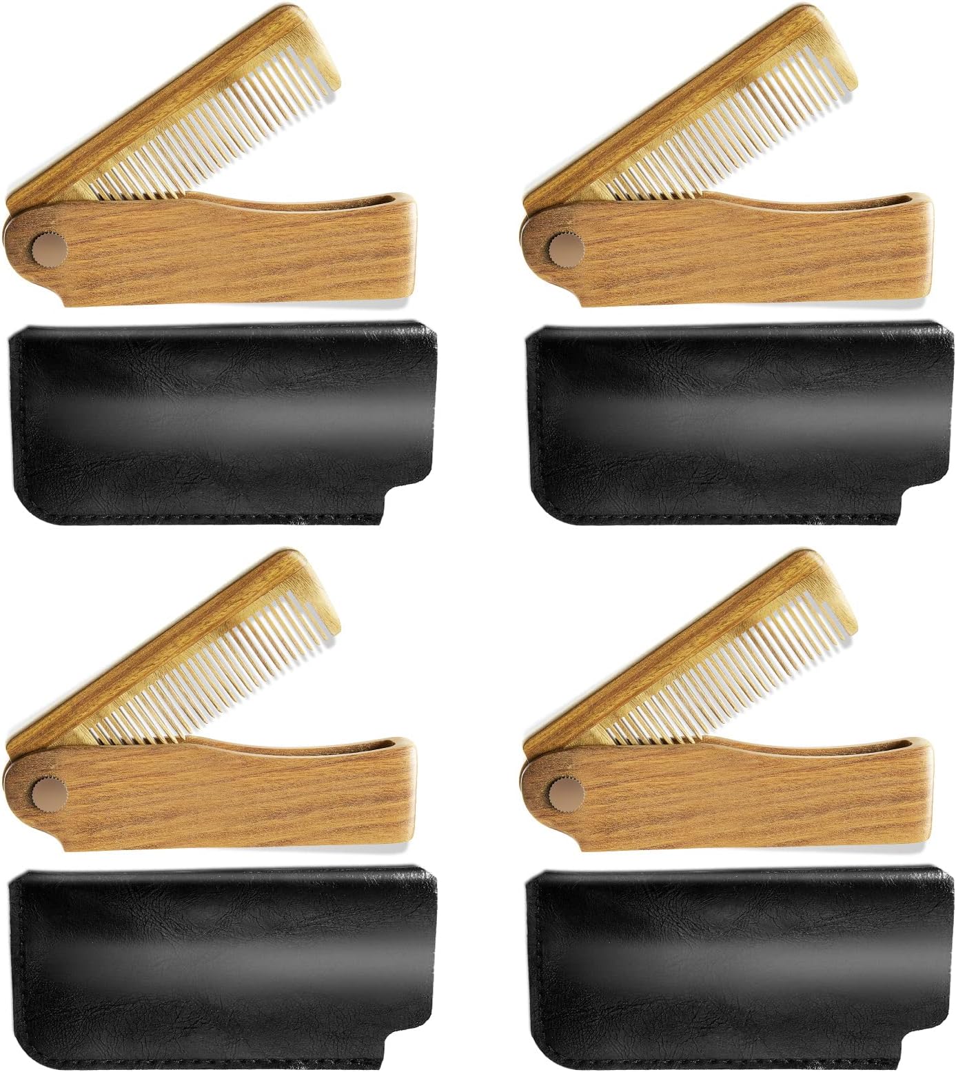 Amazon.com: 4 Sets Folding Wooden Beard Comb Mustache Comb Pocket Comb ...