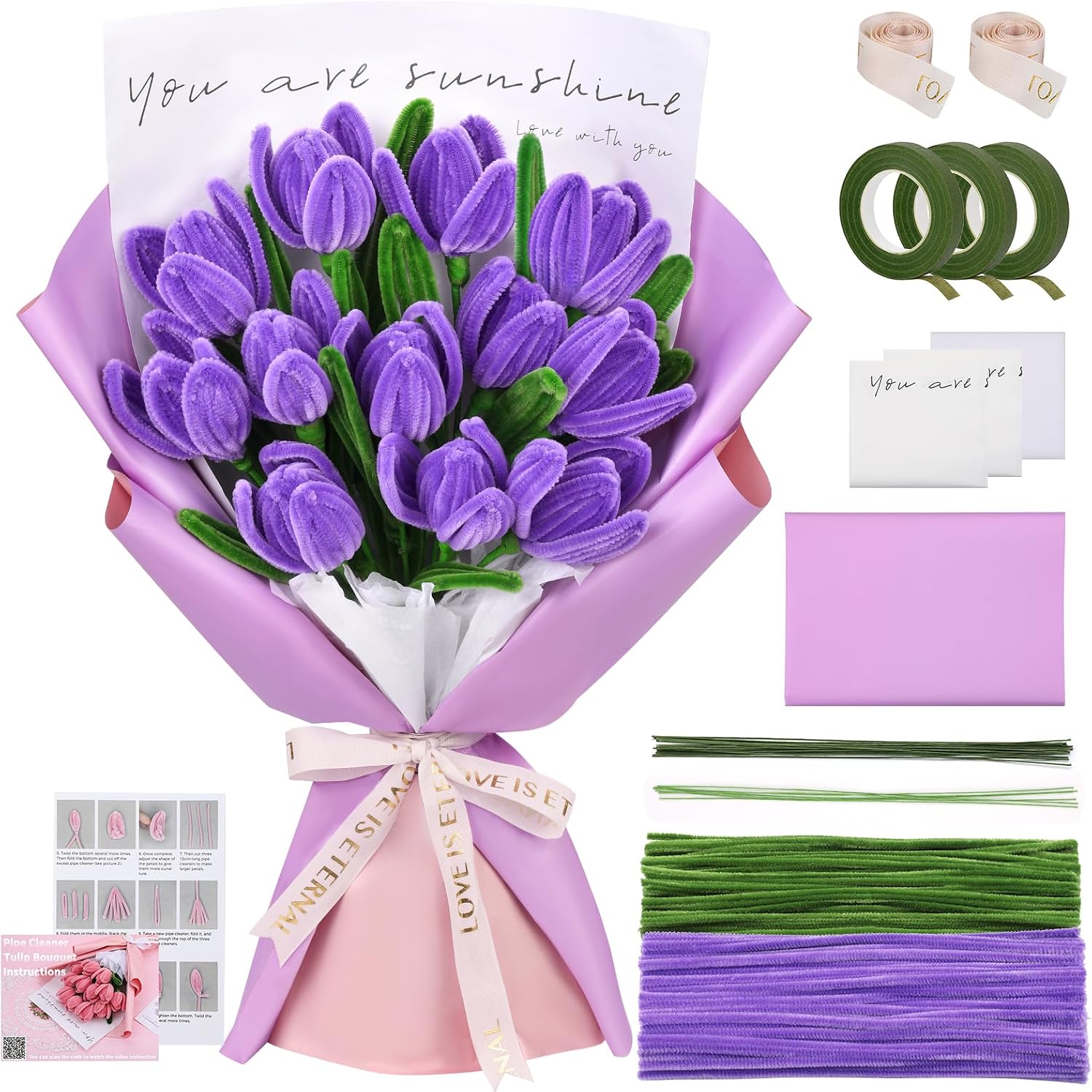 Amazon.com: UzecPk Pipe Cleaners Craft, Pipe Cleaner Flower Kit, Craft ...