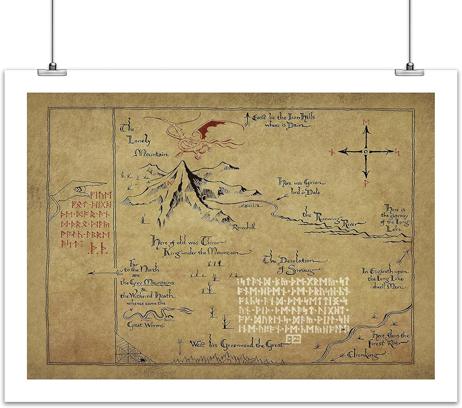 The Hobbit Map Thror's Map Thorin's Map Tolkien Gift The Lonely ...