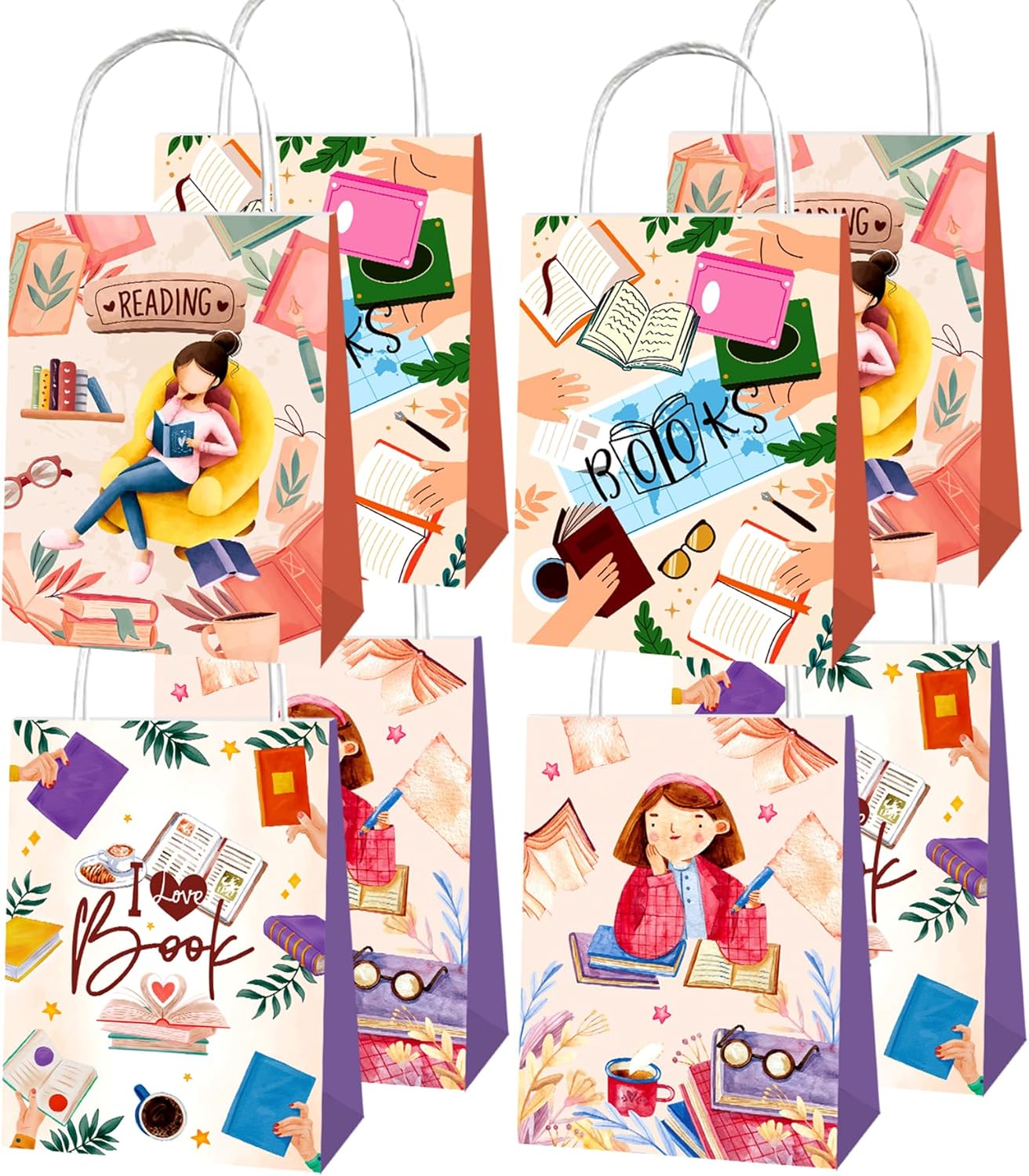 Amazon.com: YXCMDCG 12 Pcs Book Party Bags Books Portable Gift Bag ...