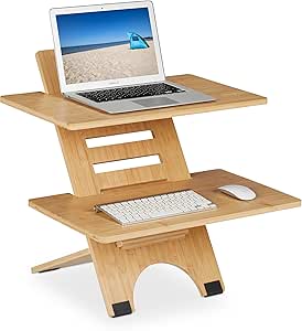 Relaxdays Standing Desk Attachment, Height Adjustable, 2 Shelves ...