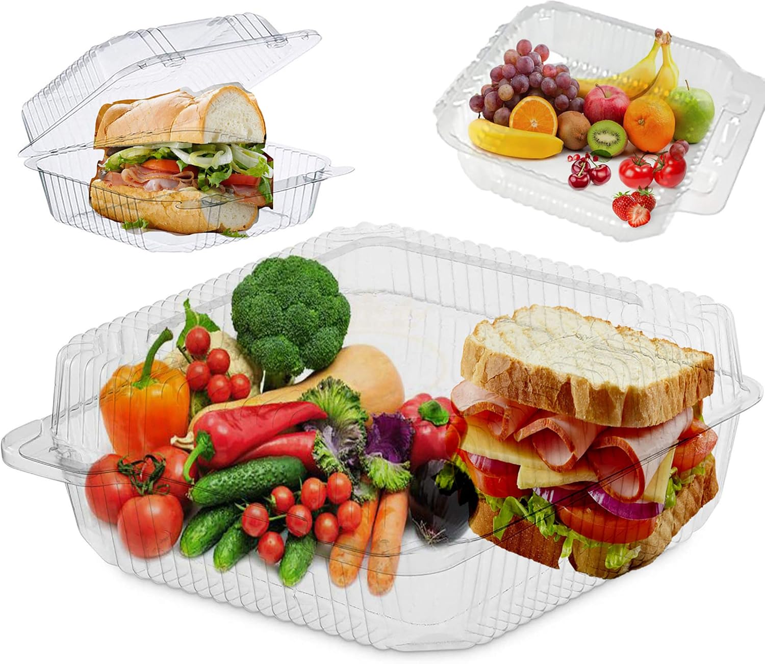 Amazon.com | disposable sandwich containers Square plastic Clamshell ...