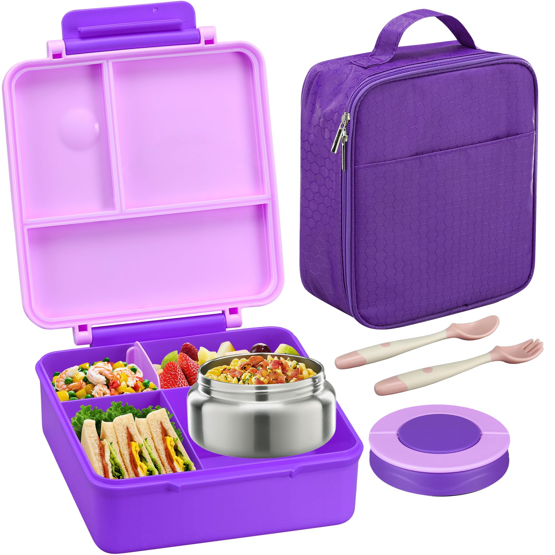 Amazon.com: Bento Lunch Box for Kids with 8oz Soup Thermo&Lunch Bag ...