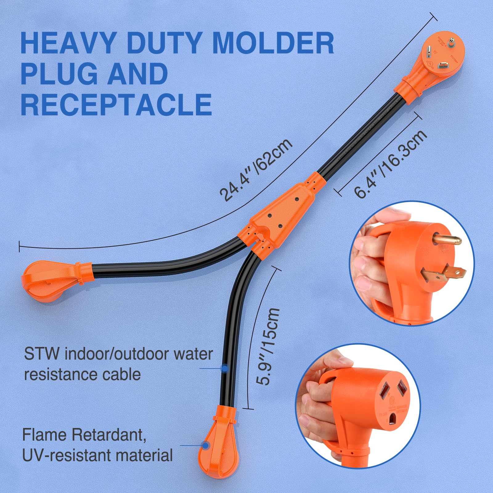 Snapklik.com : 30 Amp RV Y Splitter Adapter Cord 30A Male Plug To Two ...