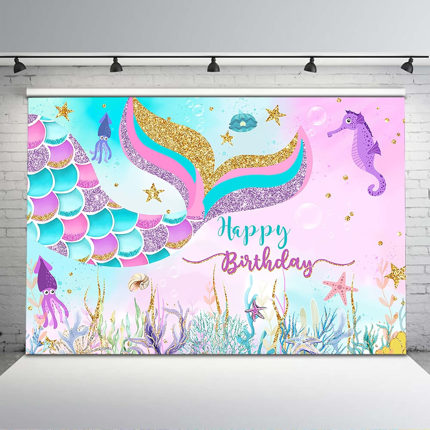 Glitter Mermaid Tail Birthday Party Backdrop for Philippines | Ubuy