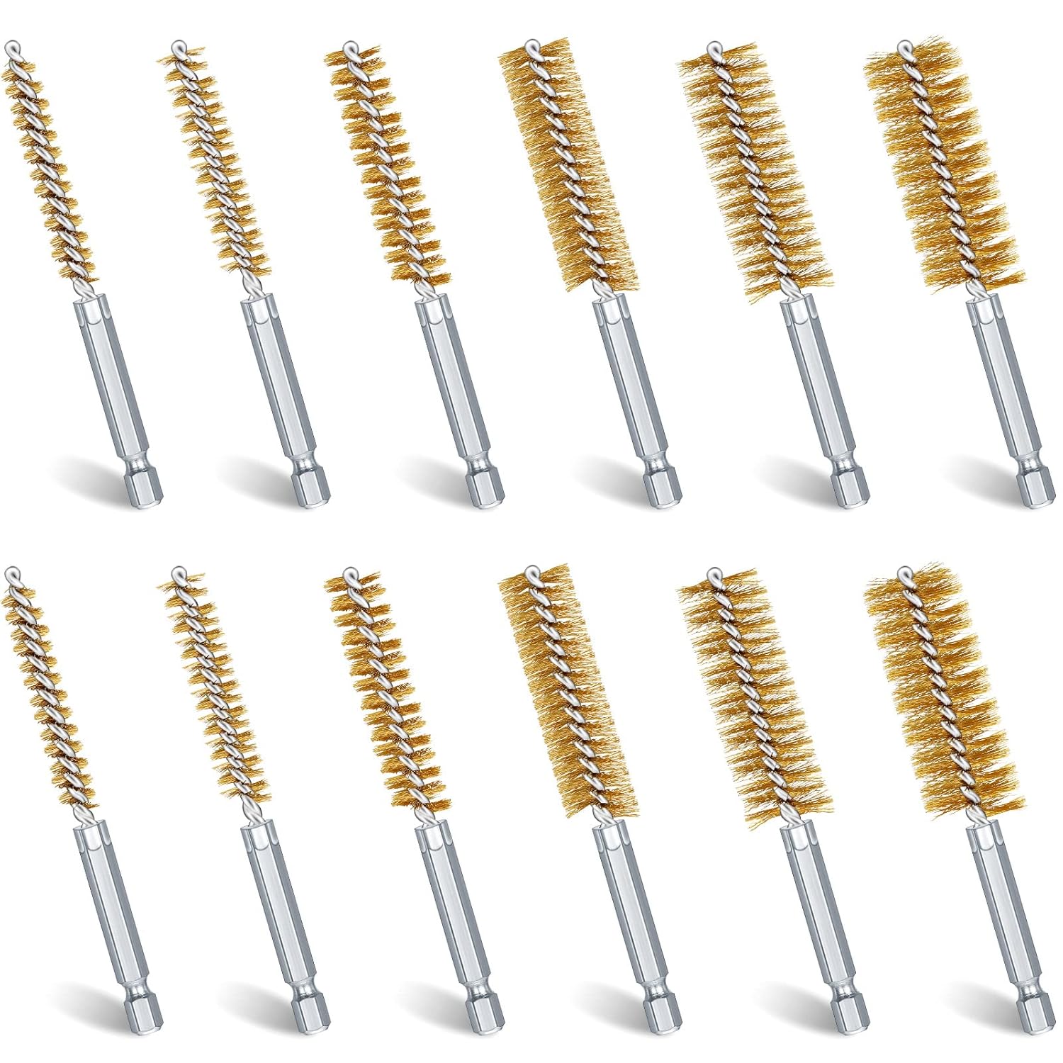 12 Pieces Bore Brush for Drill Wire Bore Brush Set Wire Cleaning Set ...