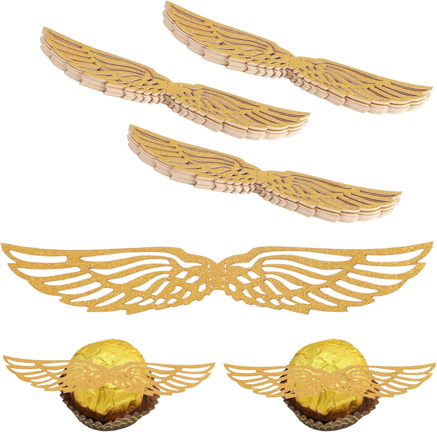 Amazon.com: CCINEE 50 Pcs Gold Glitter Wings Wizard Chocolate ...