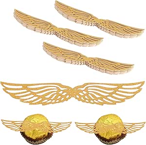 Amazon.com: CCINEE 50 Pcs Gold Glitter Wings Wizard Chocolate Decoration Cupcake Toppers ...