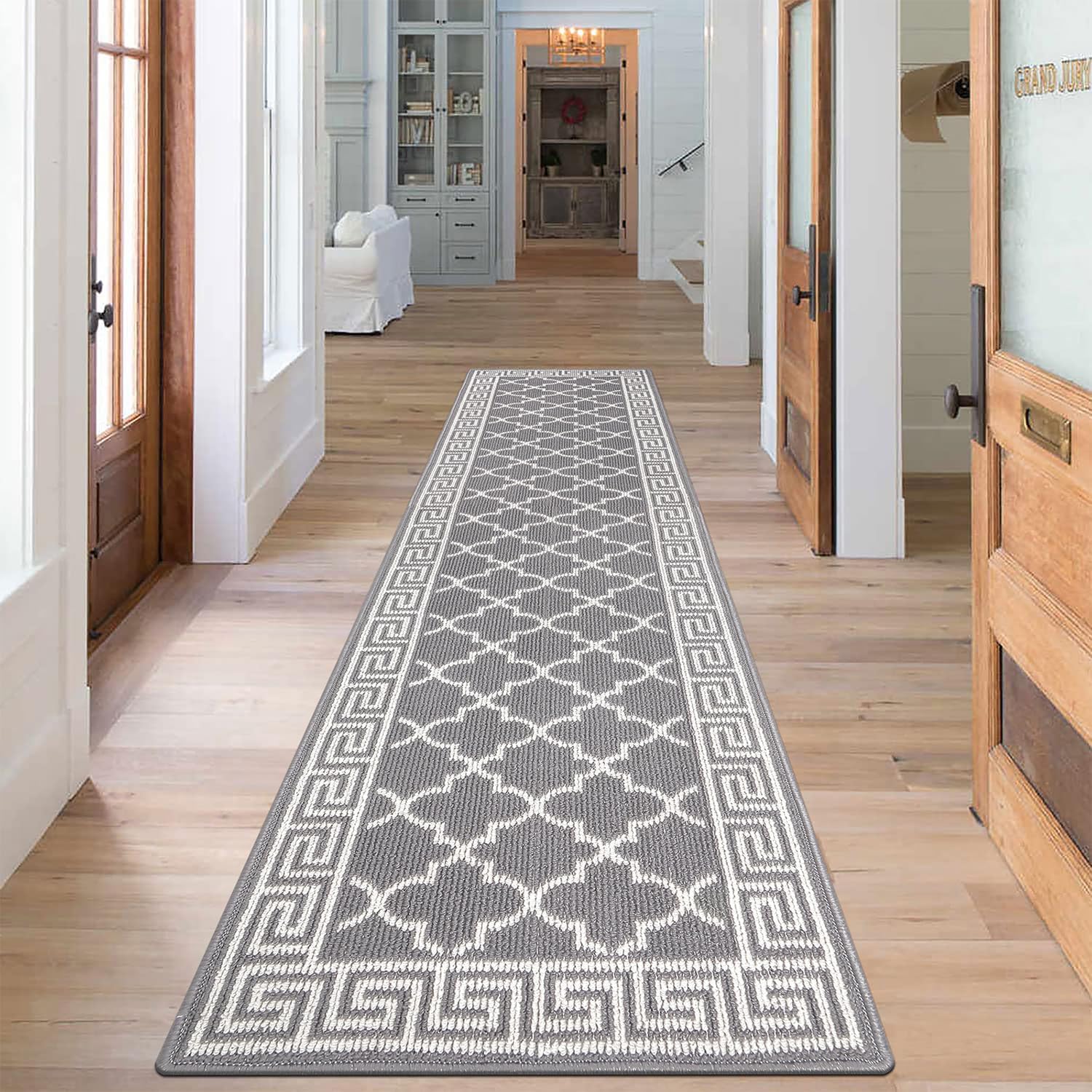 SHACOS Non Slip Runner Rug for Hallway 60x240 cm Long Grey Washable ...