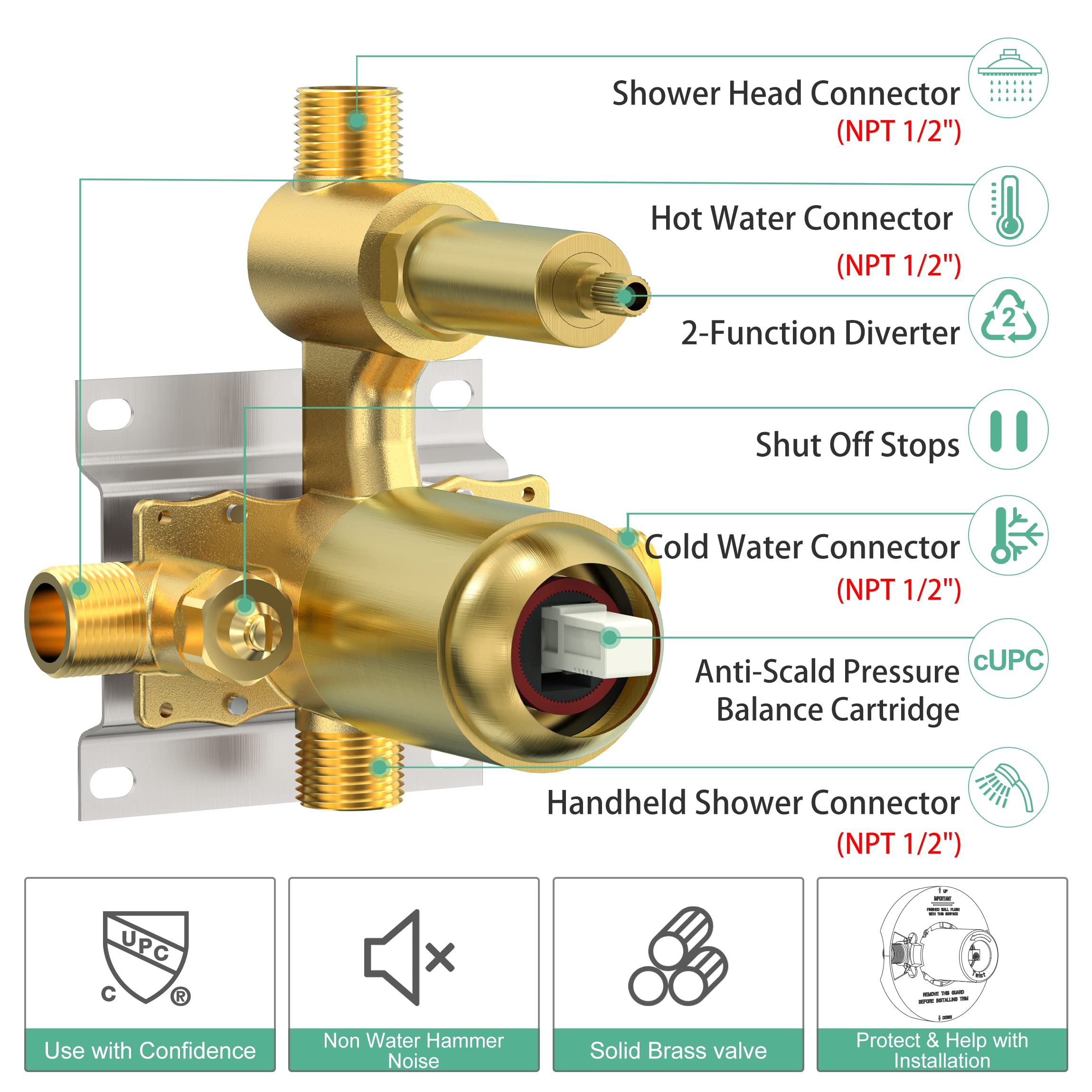 Snapklik.com : SR SUN RISE Gold Shower System - 12 Inch Rain Shower ...