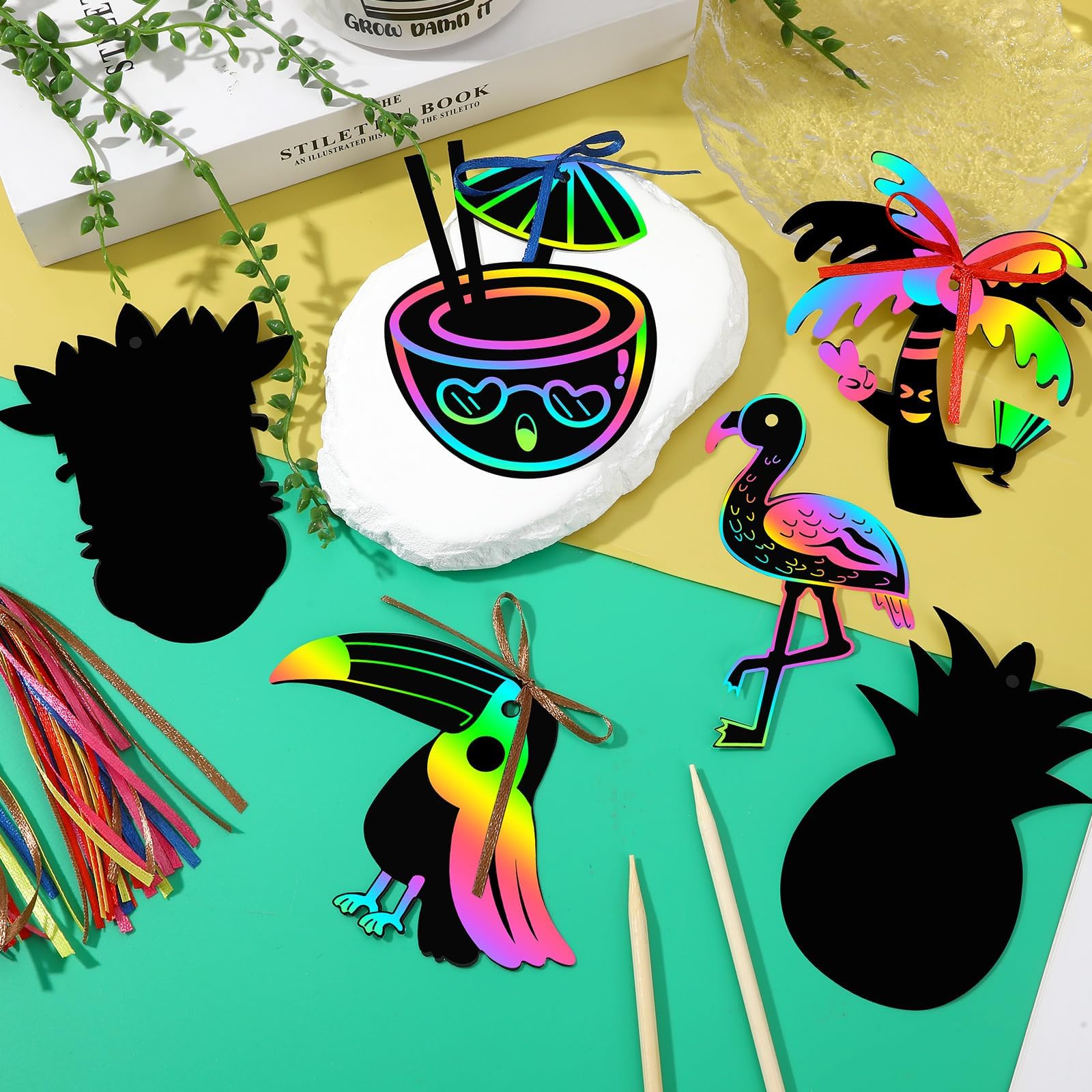 Snapklik.com : 36 PCS Luau Crafts For Kids, Rainbow Scratch Art For ...