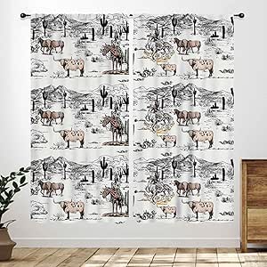 Amazon.com: Western Cowboy Curtains,Wild West Cowboy Ride Horse Cactus ...