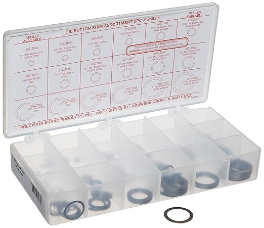 Amazon.com: Small Parts Die Button Shim Assortment (Pack of 450 ...