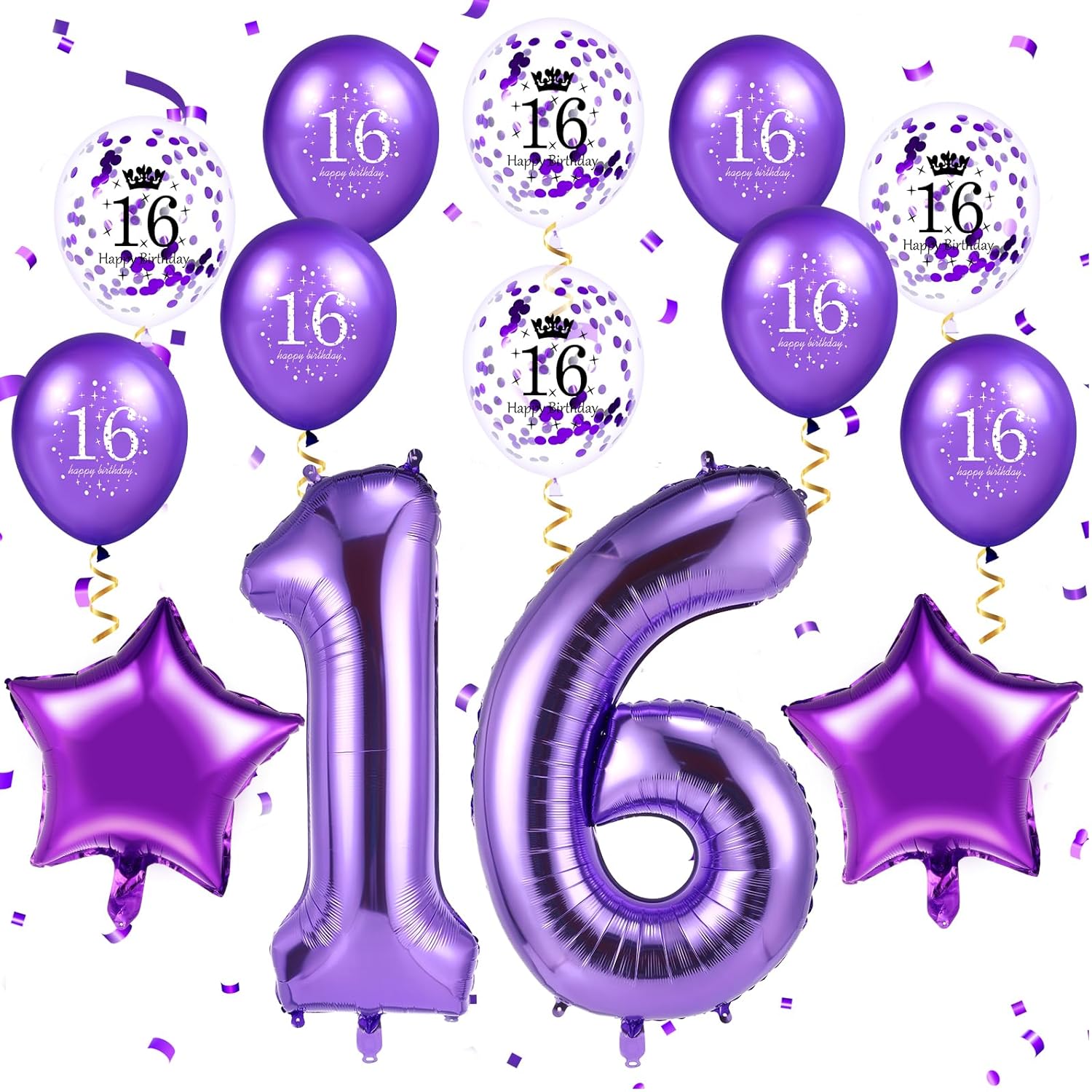 Amazon.com: 16th Birthday Balloons Decorations 40 Inch Large Number 16 ...
