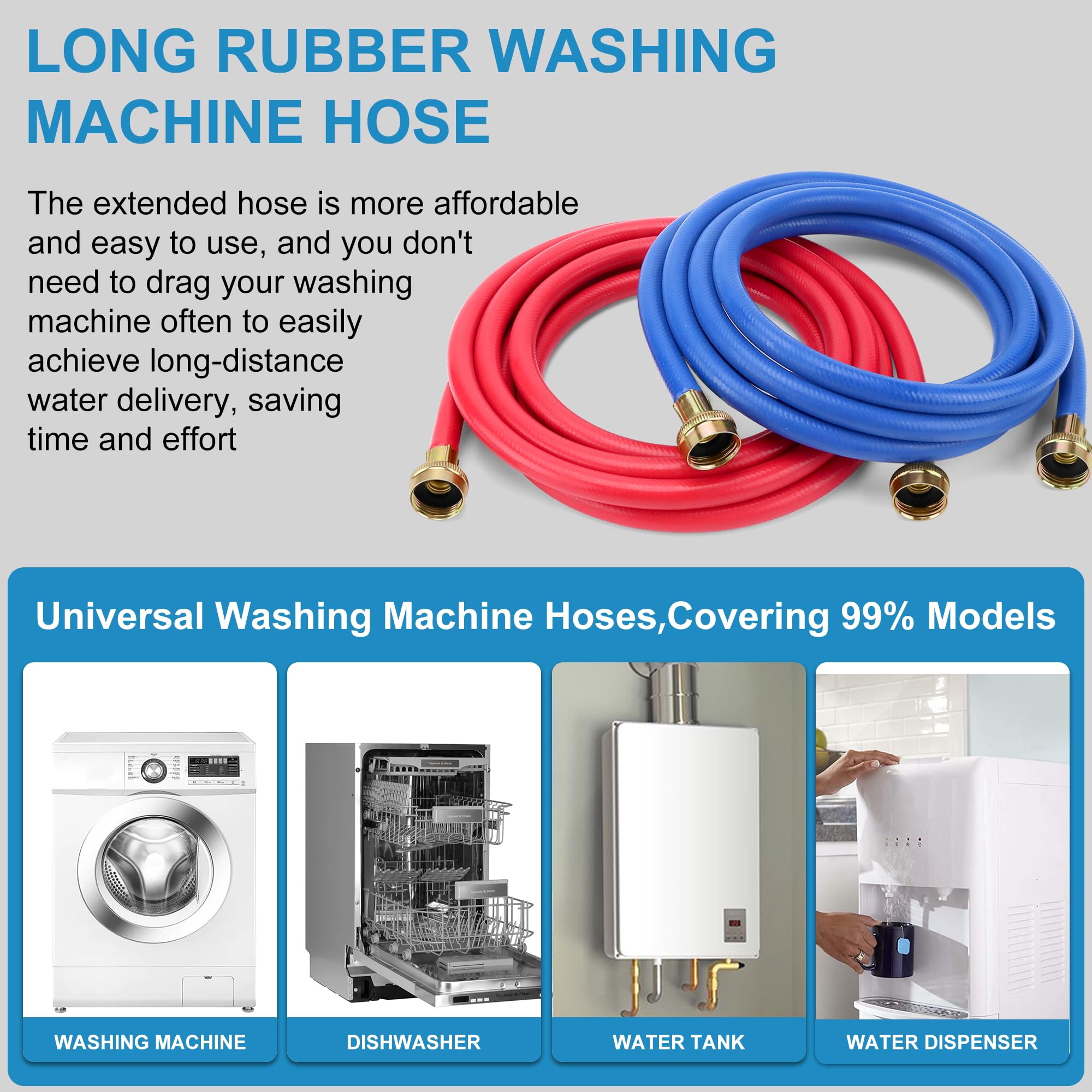 Snapklik.com : 10FT Rubber Washing Machine Hoses,Washer And Dryer Hose ...